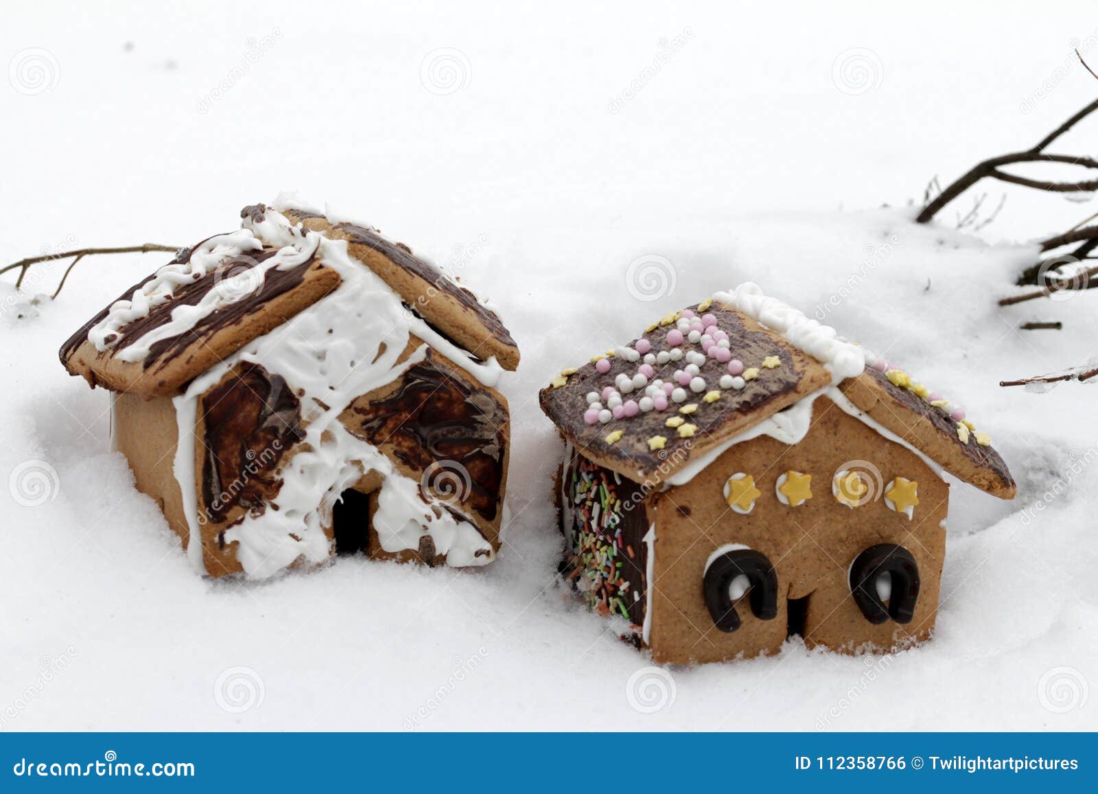 Gingerbread House in Wintry Landscape Stock Photo - Image of house ...
