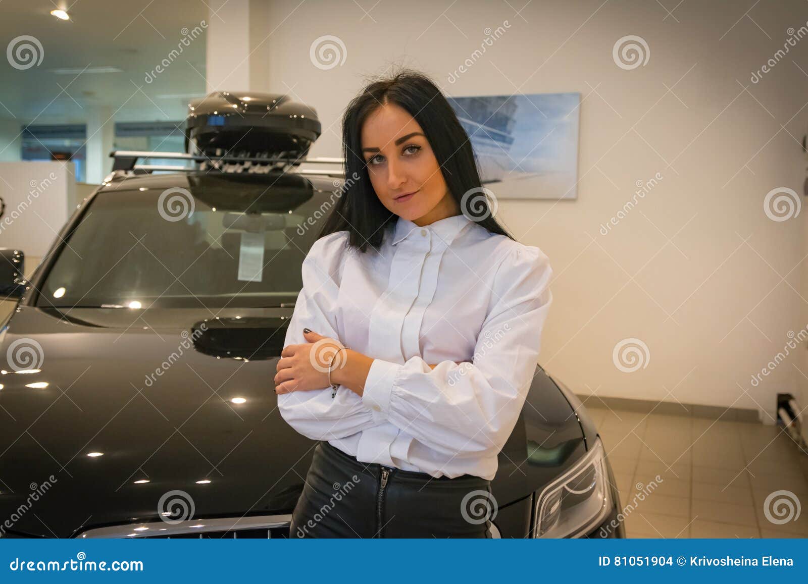 Nice girl in a car shop stock photo. Image of traveller - 81051904