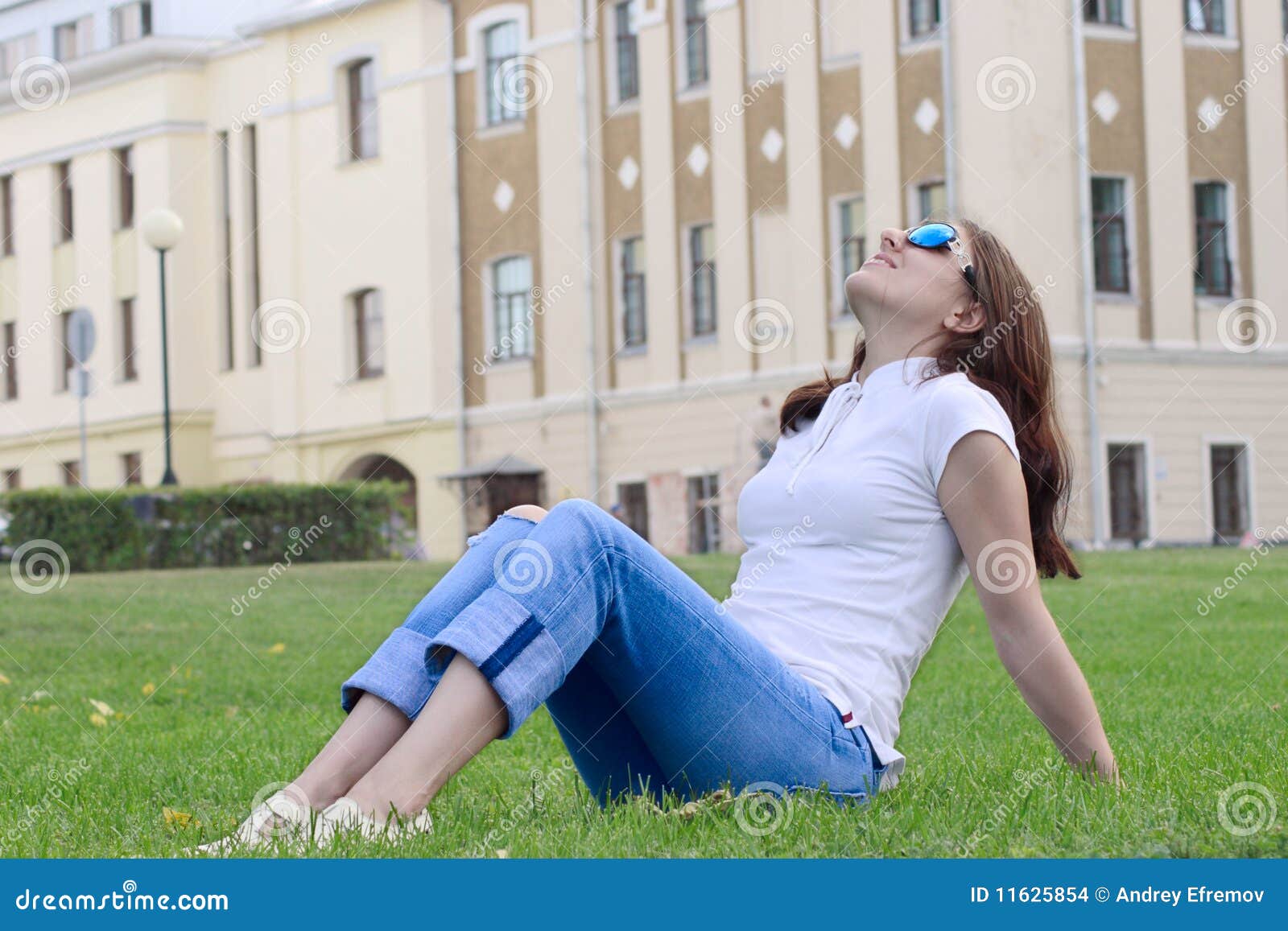 The Nice Girl Having a Rest on a Grass Stock Photo - Image of ...