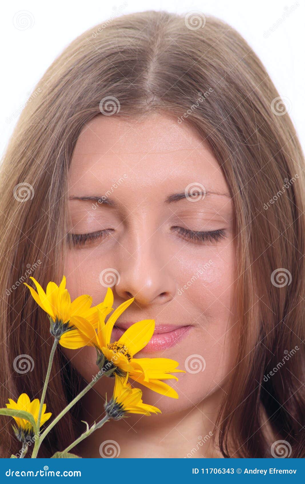 The Nice Girl Inhaling Aroma of a Flower Stock Image - Image of girls ...