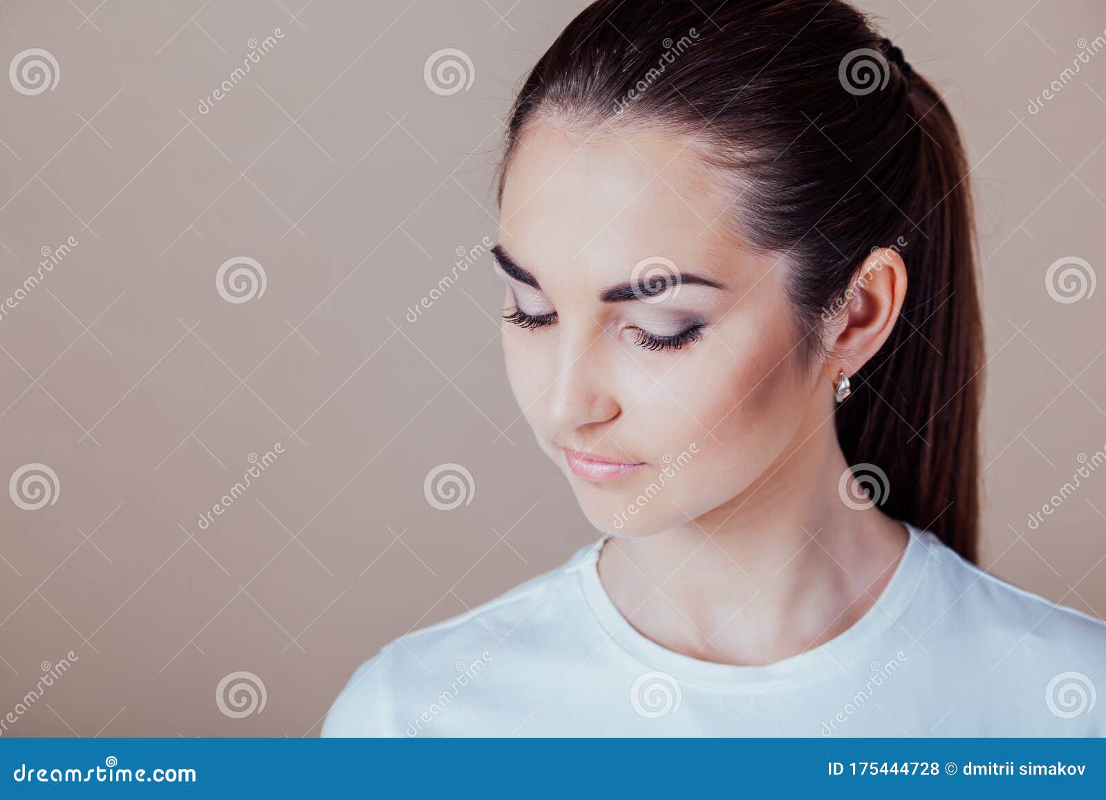 Nice Girl Model Posing in the Studio Stock Photo - Image of lips ...