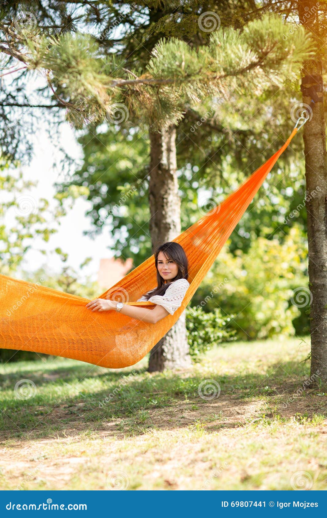 Nice Girl Resting in Hammock Stock Image - Image of peaceful, nice ...