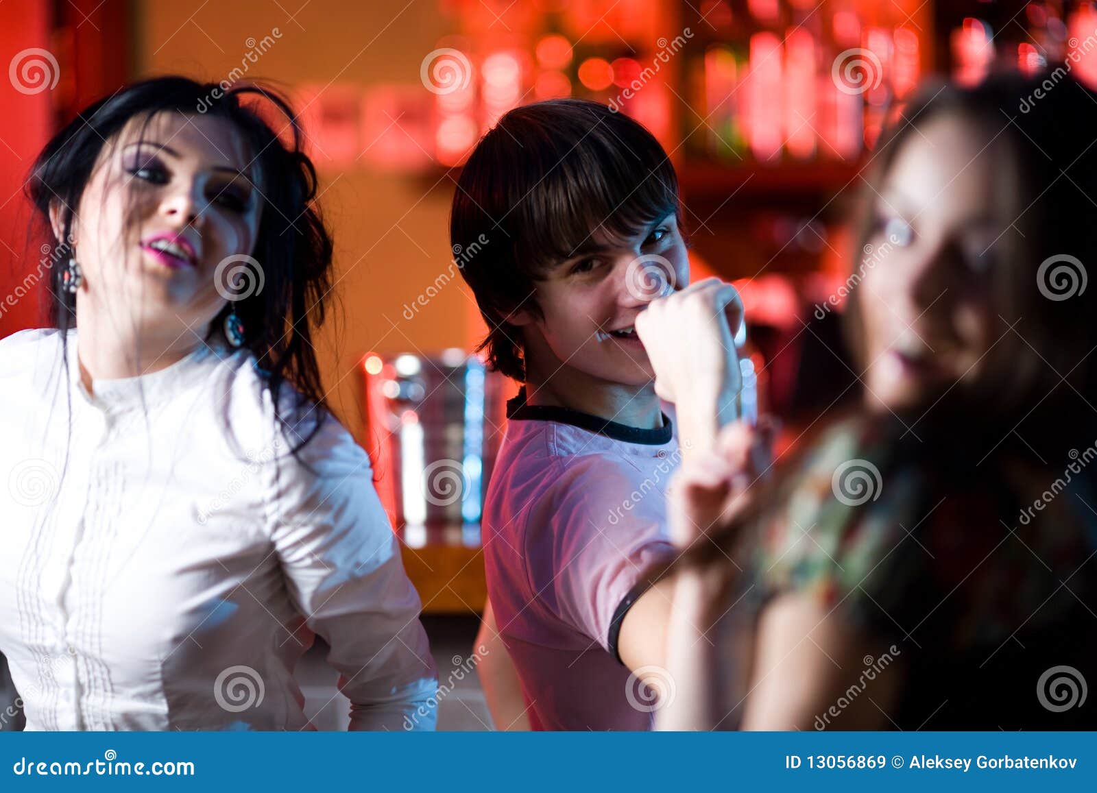 Nice girls in bar stock image. Image of dancing, happiness - 13056869