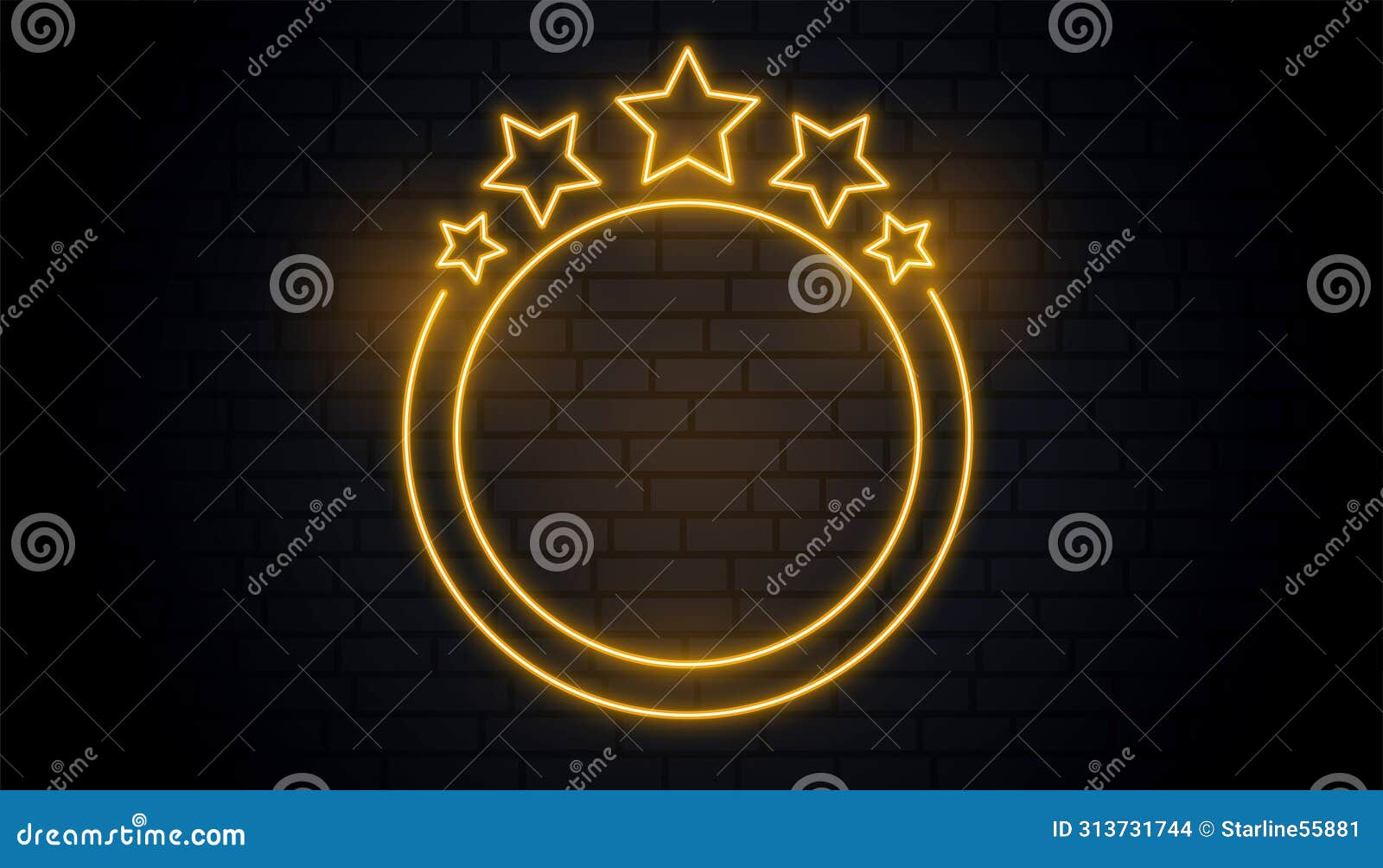 Nice Golden Neon Circular Frame with Stars Stock Vector - Illustration ...