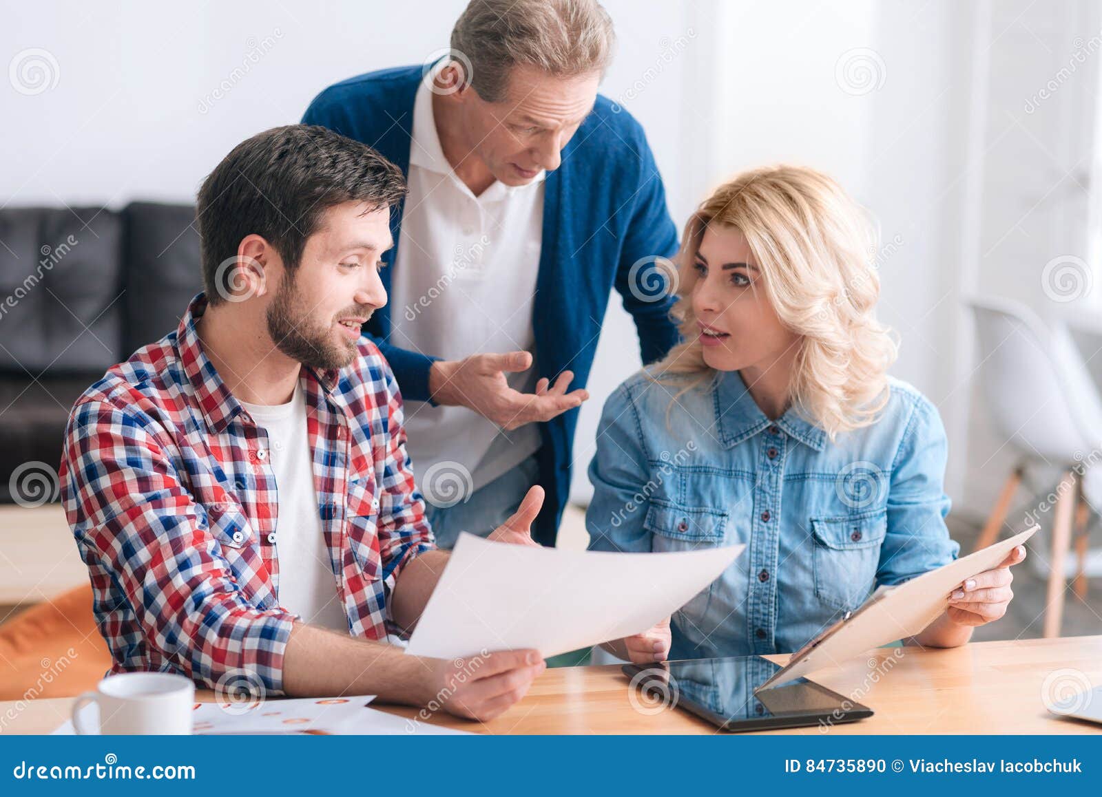 Nice Good Looking People Discussing a Project Stock Photo - Image of ...