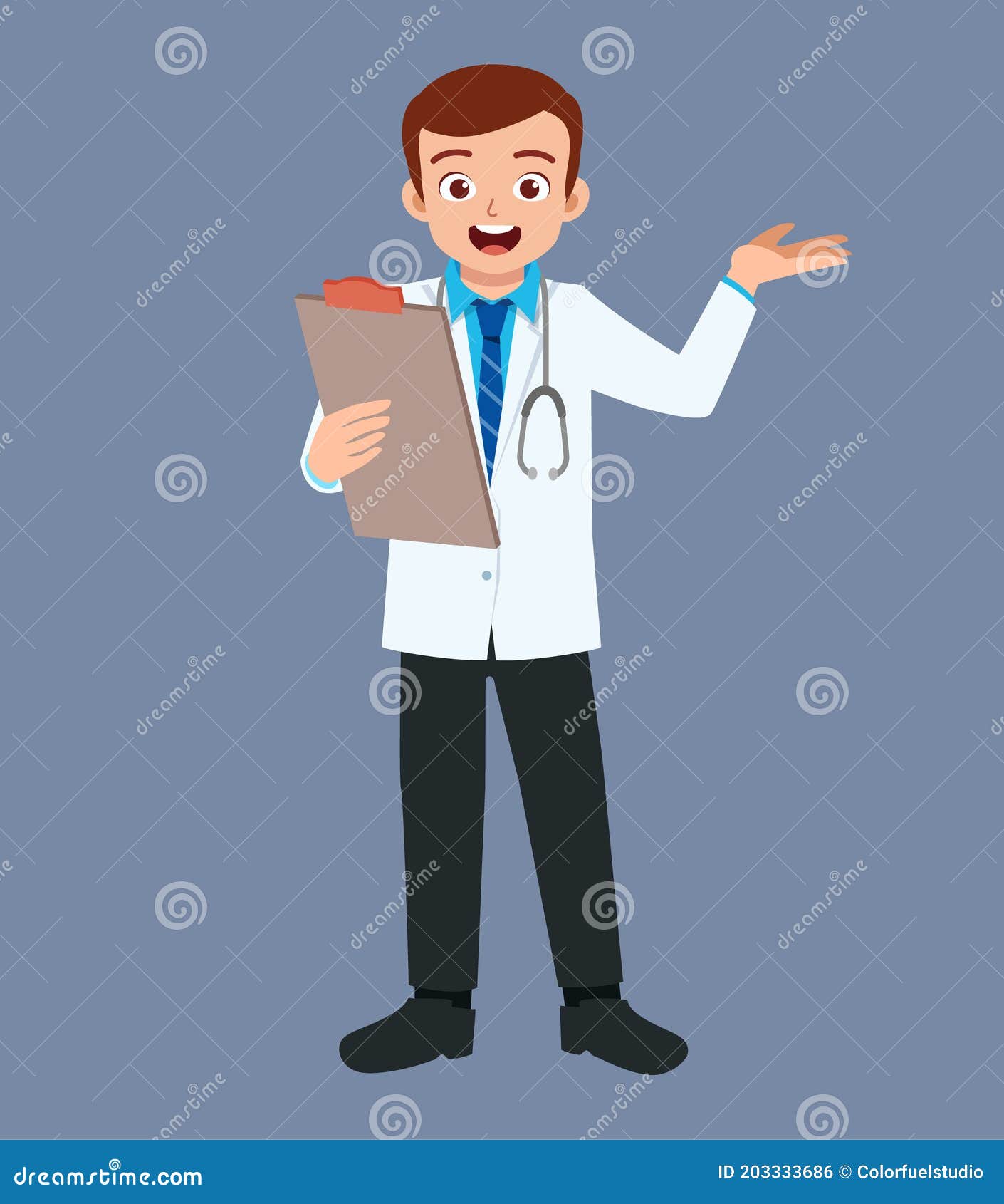 Nice Good Looking Young Doctor Standing with Explain Pose Stock Vector ...