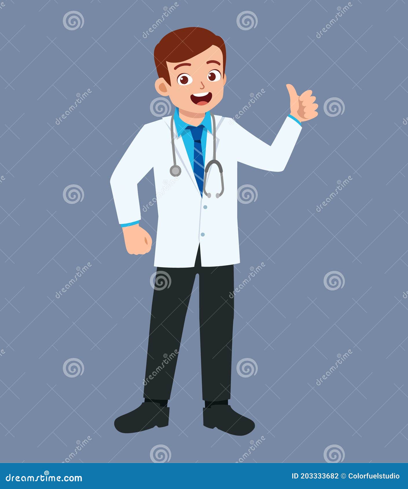 Nice Good Looking Young Doctor Standing and Show Thumb Up Stock Vector ...