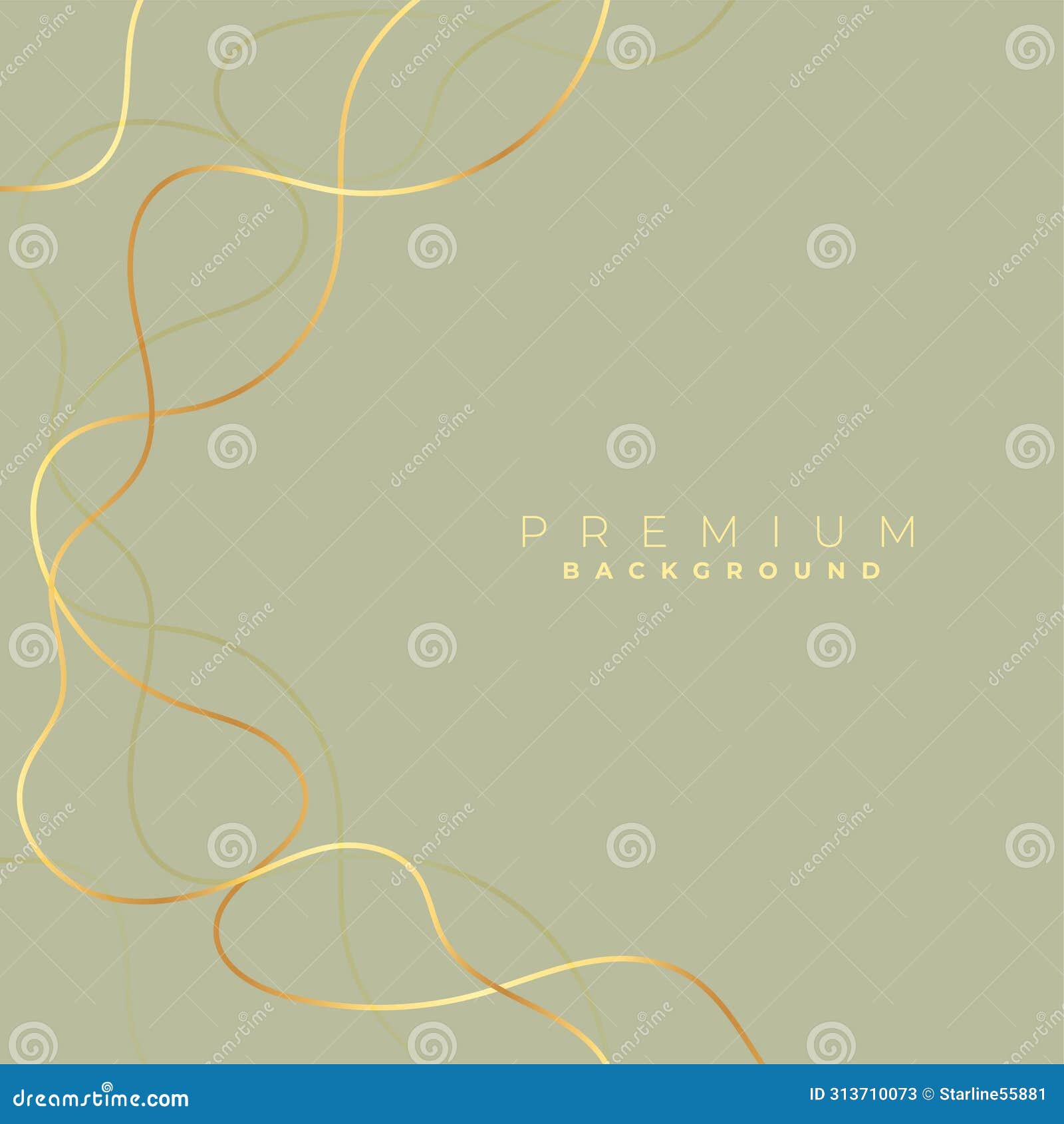 Nice Green Pastel Background with Golden Curve Lines Stock Vector ...