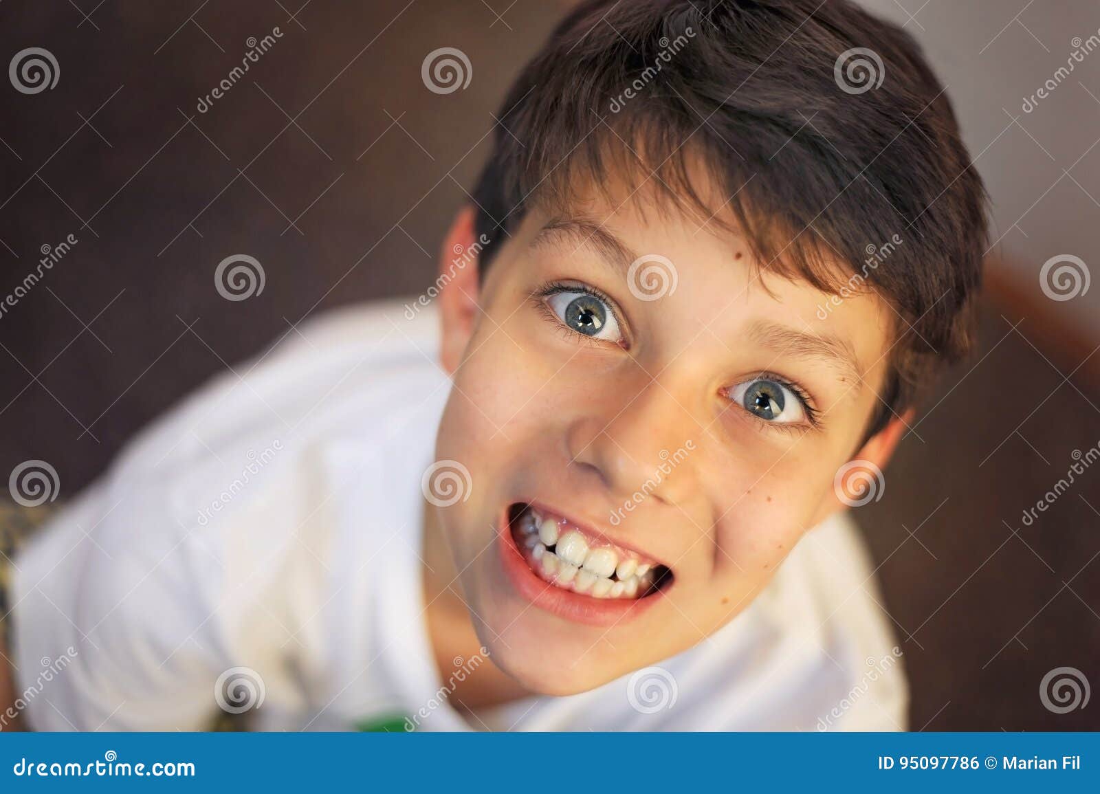 Nice Guy with Big Eyes Smiles for Everyone Stock Photo - Image of ...