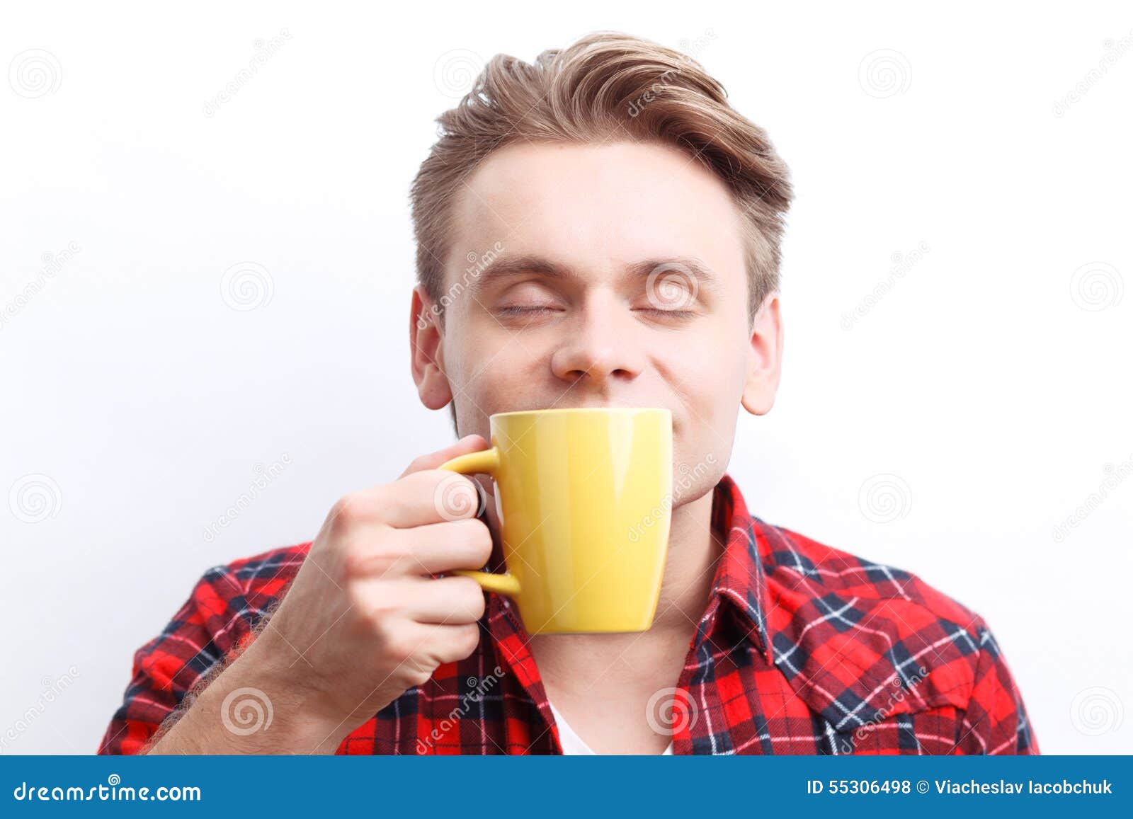Nice Guy Smelling Tea Aroma Stock Photo - Image of model, face: 55306498