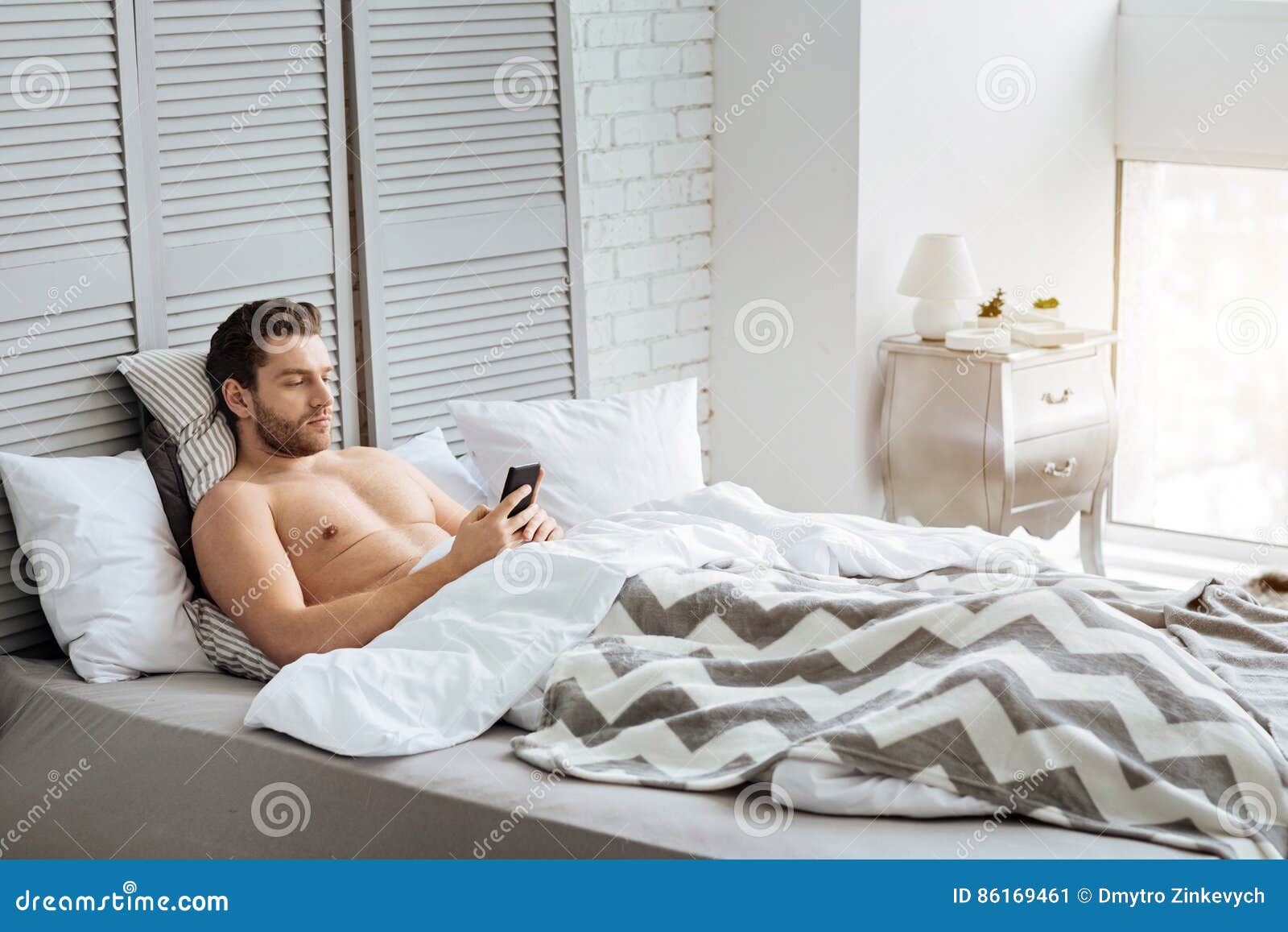 Nice Handsome Man Lying in His Bed Stock Image - Image of digital ...