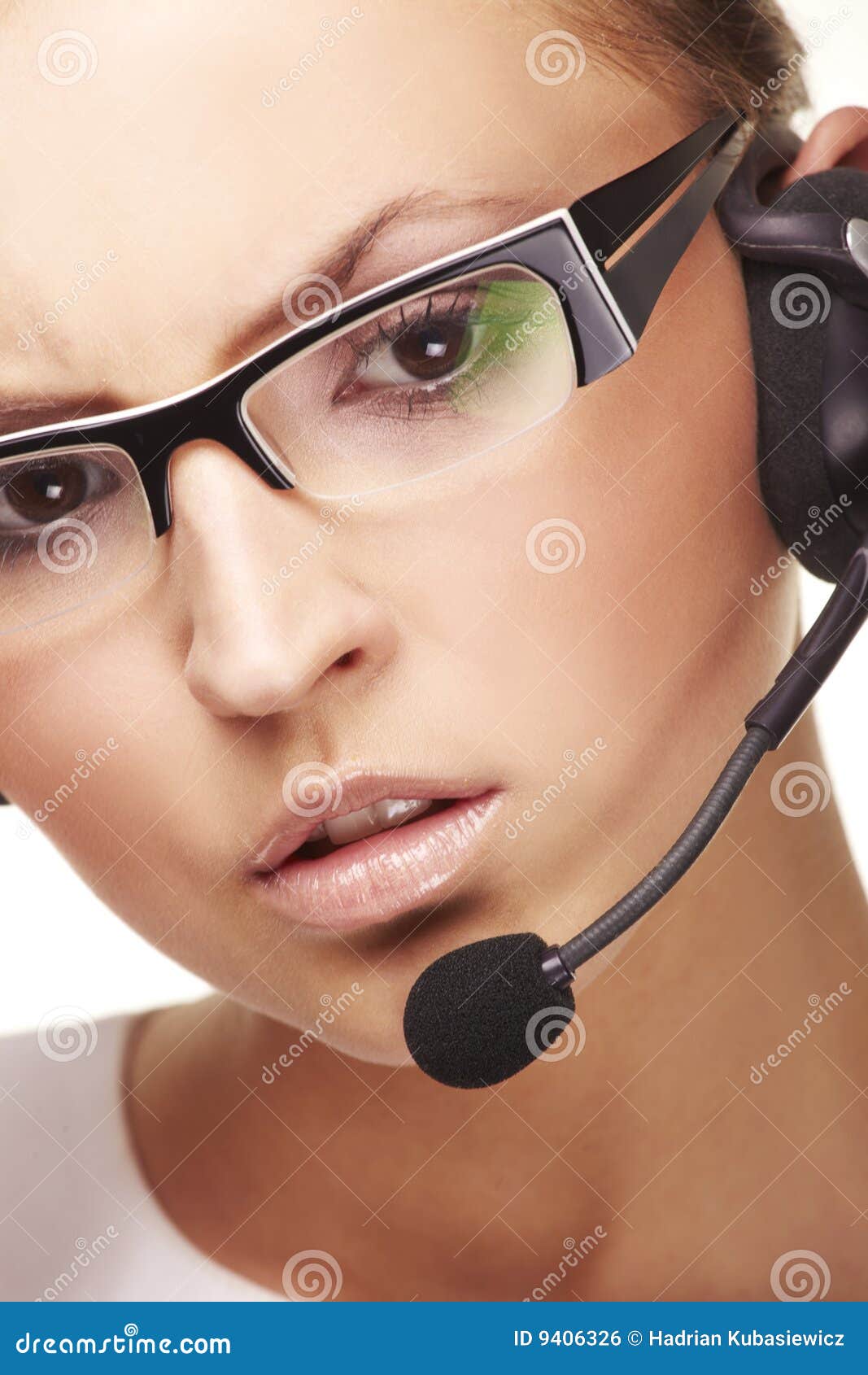 Nice Hotline Operator with Headset Stock Photo - Image of businesswear ...