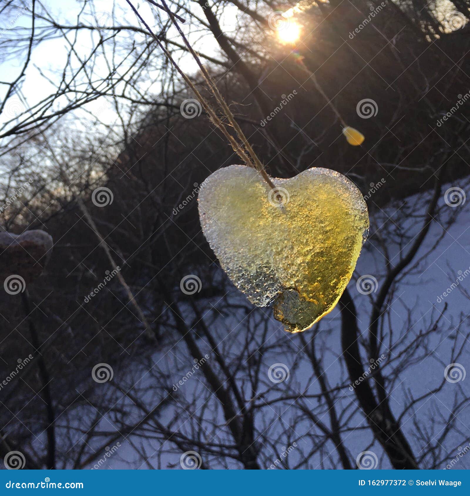 Ice Heart in a Yellow Nice Colour Stock Photo - Image of beautiful ...
