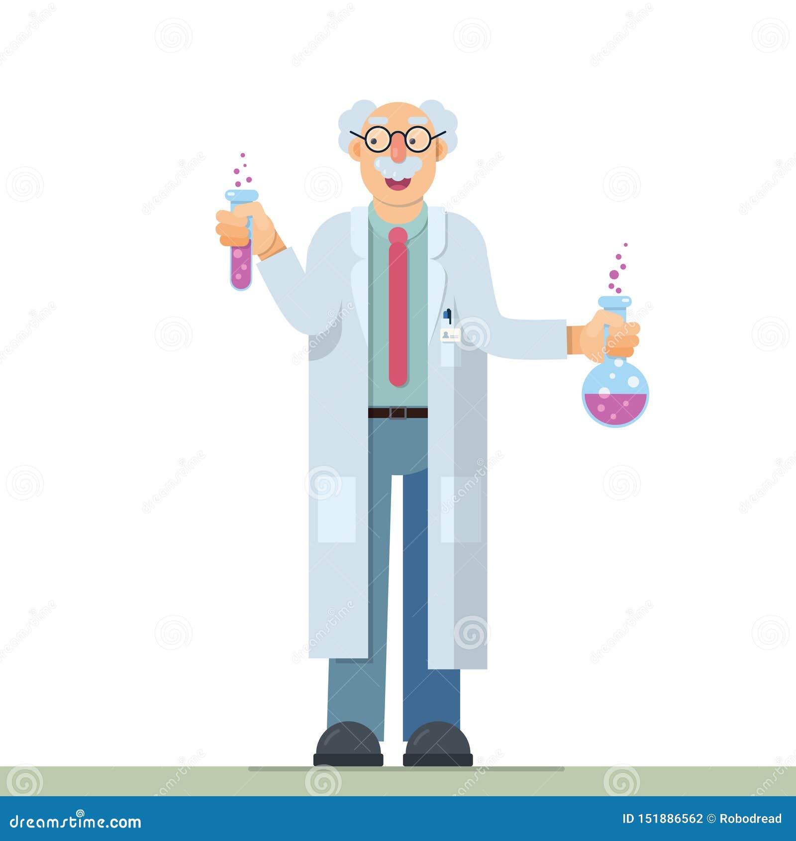 Smiling Inventor And His Three-wheeled Vehicle. Cartoon Vector ...