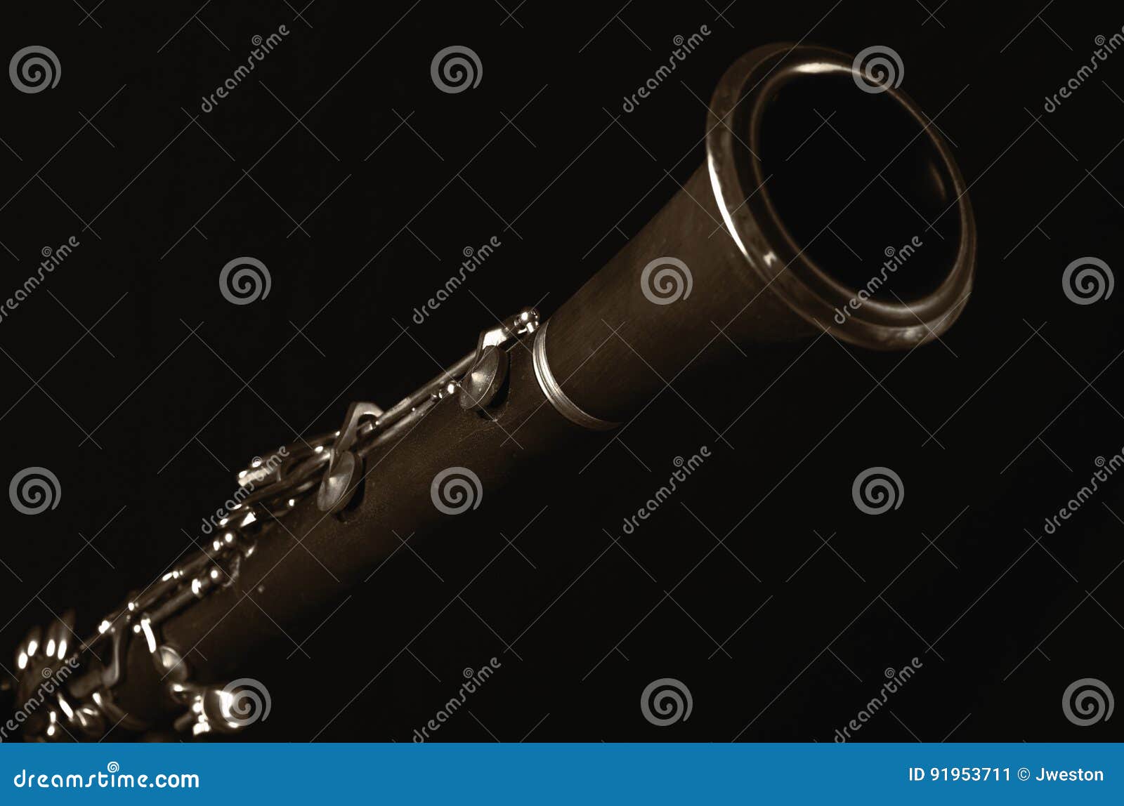 A Nice Image of a Clarinet on a Black Background. Stock Image - Image ...
