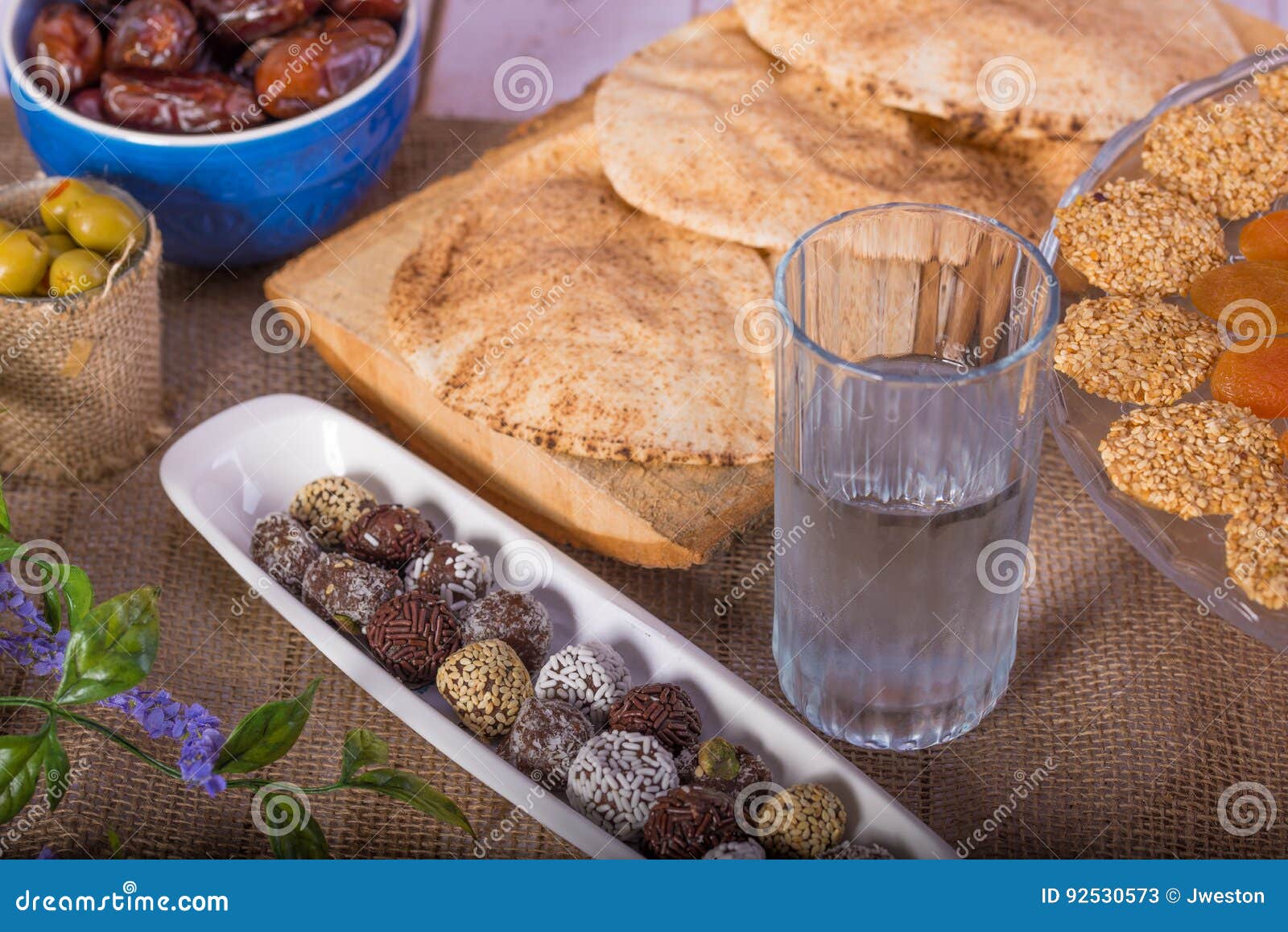 A Nice Image of a Simple Iftar Meal. Stock Image - Image of east, bread ...