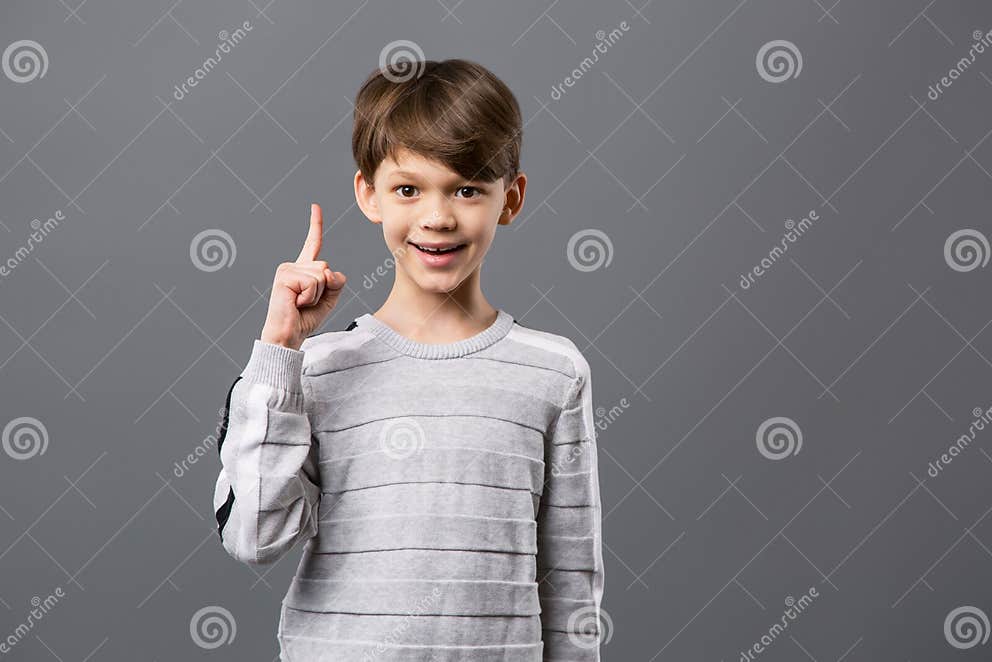 Nice Intelligent Boy Having an Idea Stock Image - Image of expression ...