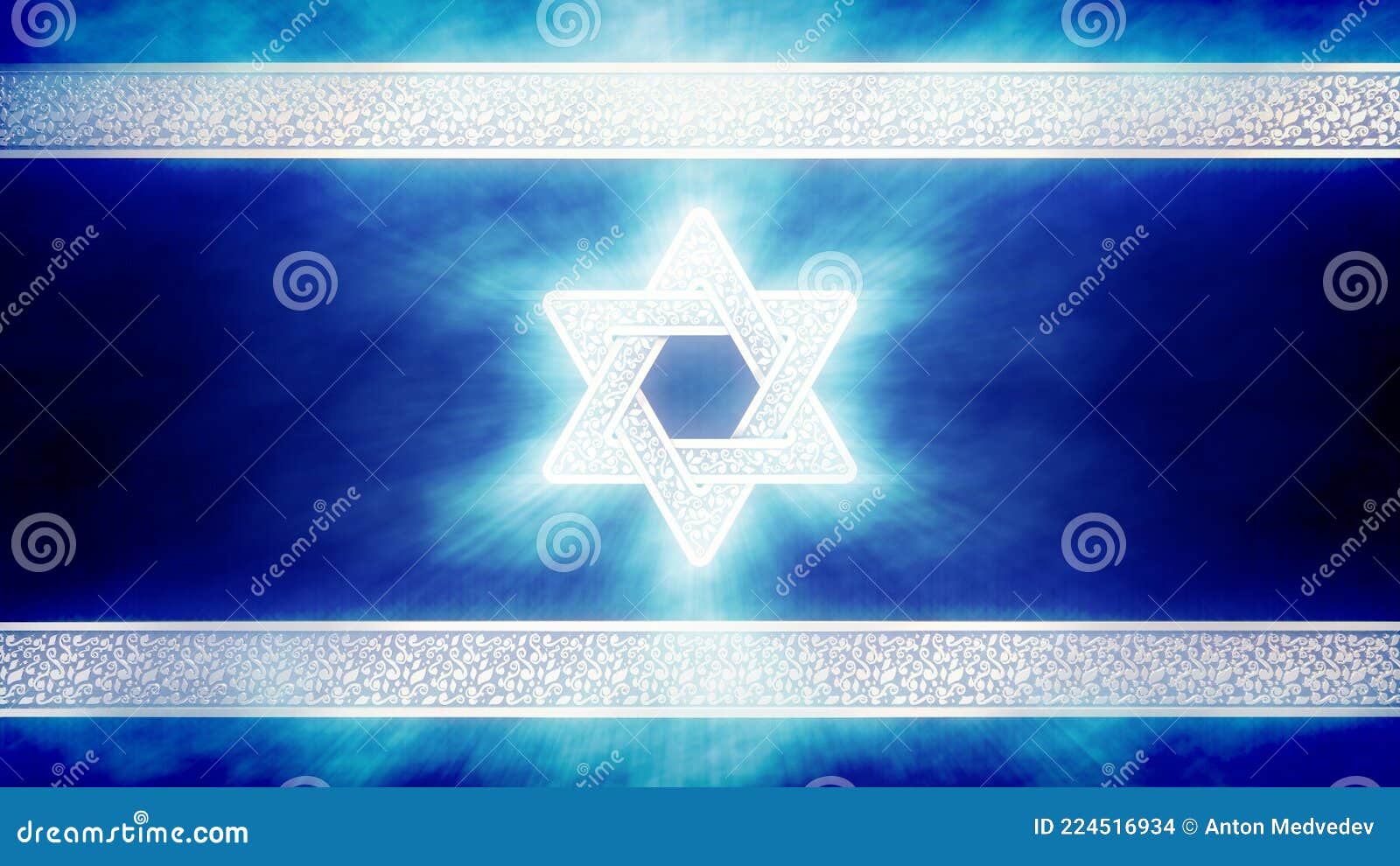 Cute Israel Flag with Magen David . Computer Generated Abstract 3D ...