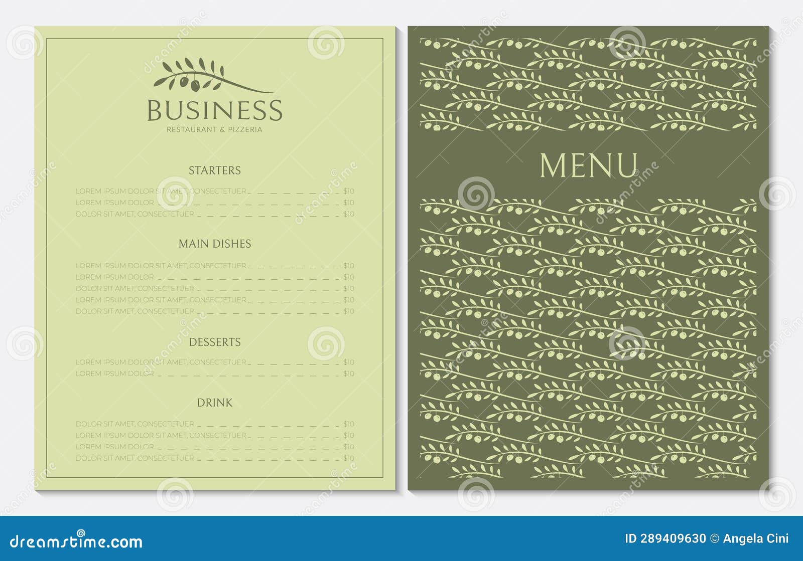 Nice Italian Menu Card Design for Restaurant with Olive Logo Stock ...