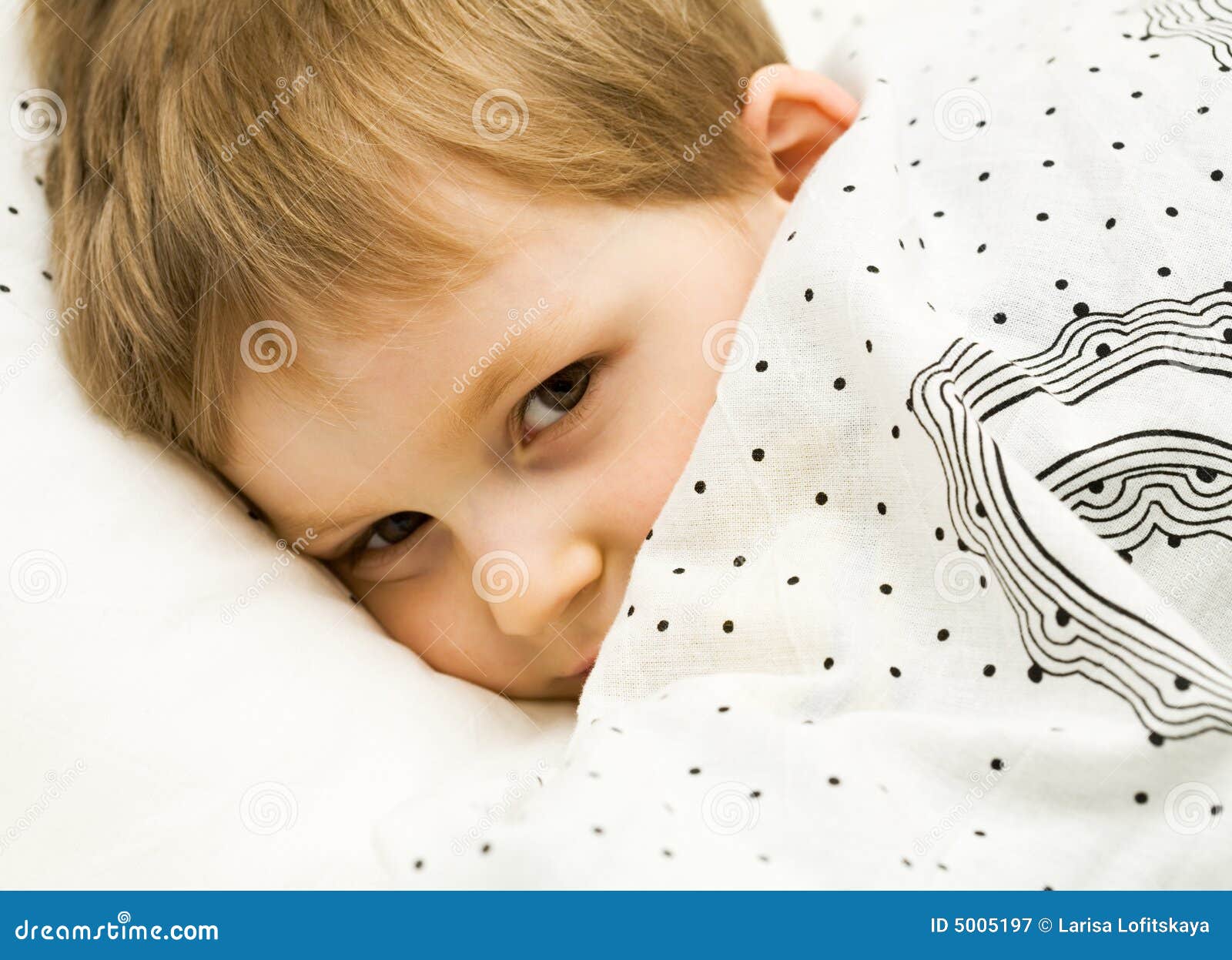 Nice kid in a bed stock image. Image of cute, dreams, pretty - 5005197