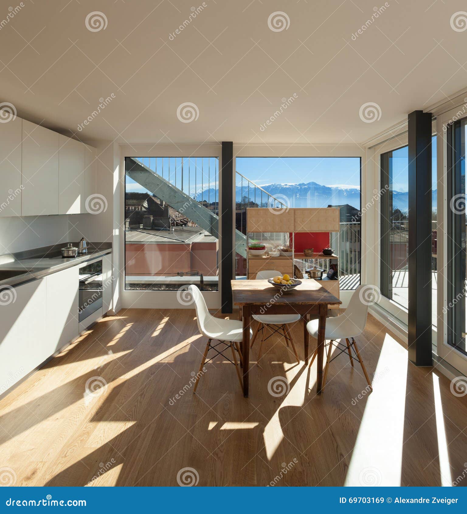 Nice kitchen interior stock image. Image of chair, decor - 69703169