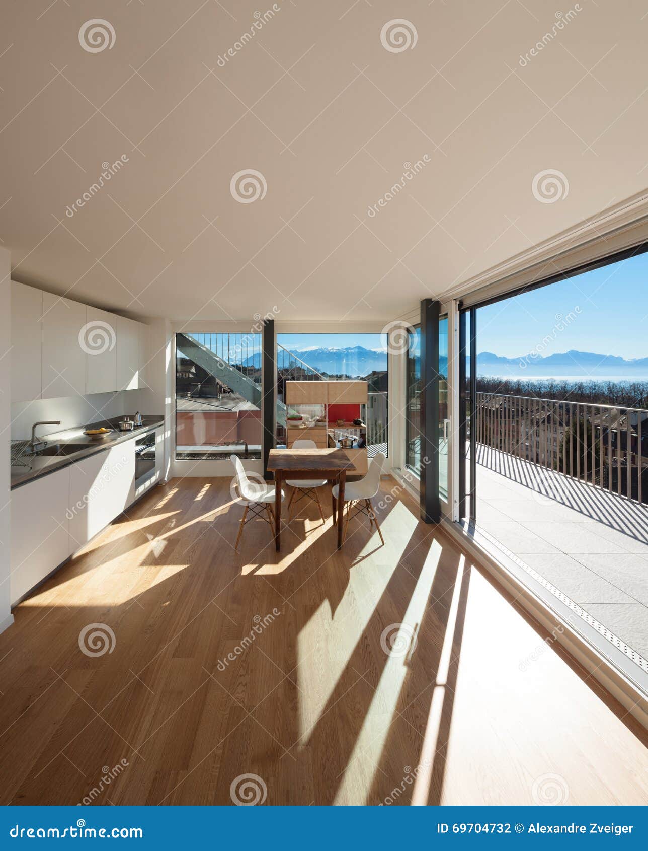 Nice kitchen interior stock photo. Image of balcony, breakfast - 69704732