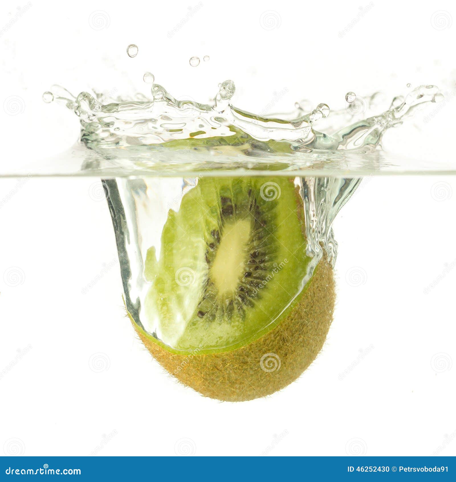 Nice Kiwi Falling into Water. White Background. Stock Photo - Image of ...