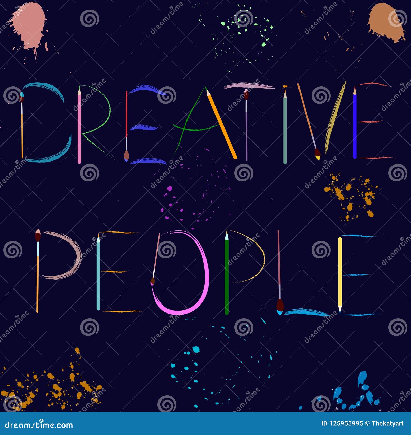 Creative People Hand Written Lettering. Vector Eps 10. Stock Vector ...