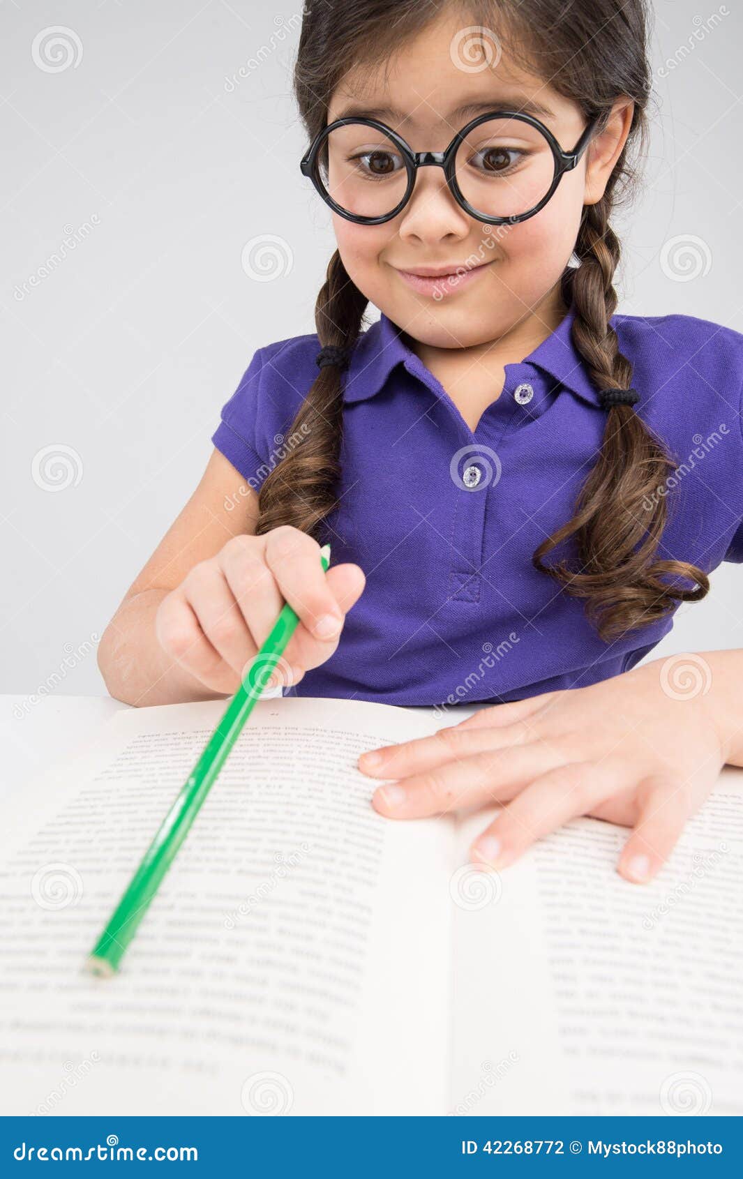 Nice Little Girl Surprised Reading. Stock Photo - Image of dark, beauty ...
