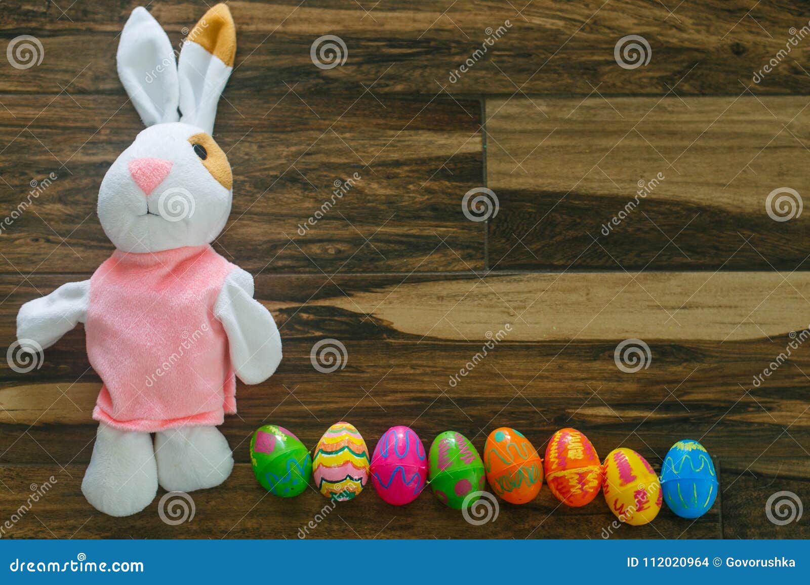 Nice Little Rabbit Lie on the Floor Stock Photo - Image of easter, gift ...