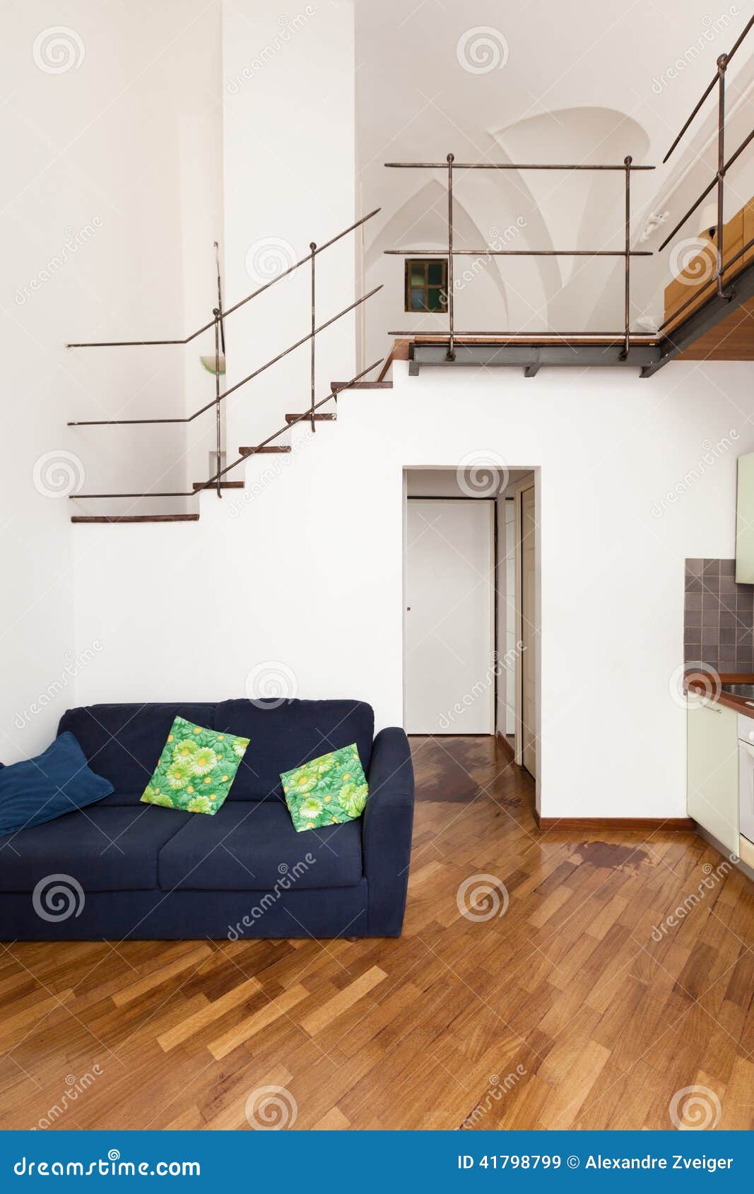 Nice loft stock image. Image of space, parquet, divan - 41798799