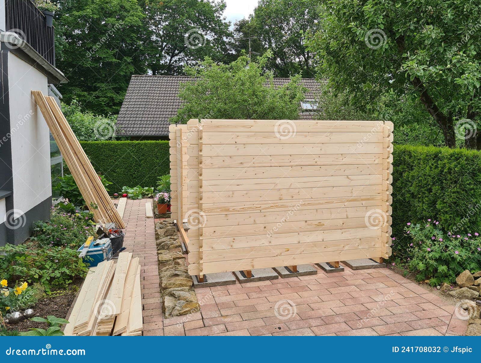 Nice Log Cabin Under Construction Stock Photo - Image of built, fingers ...