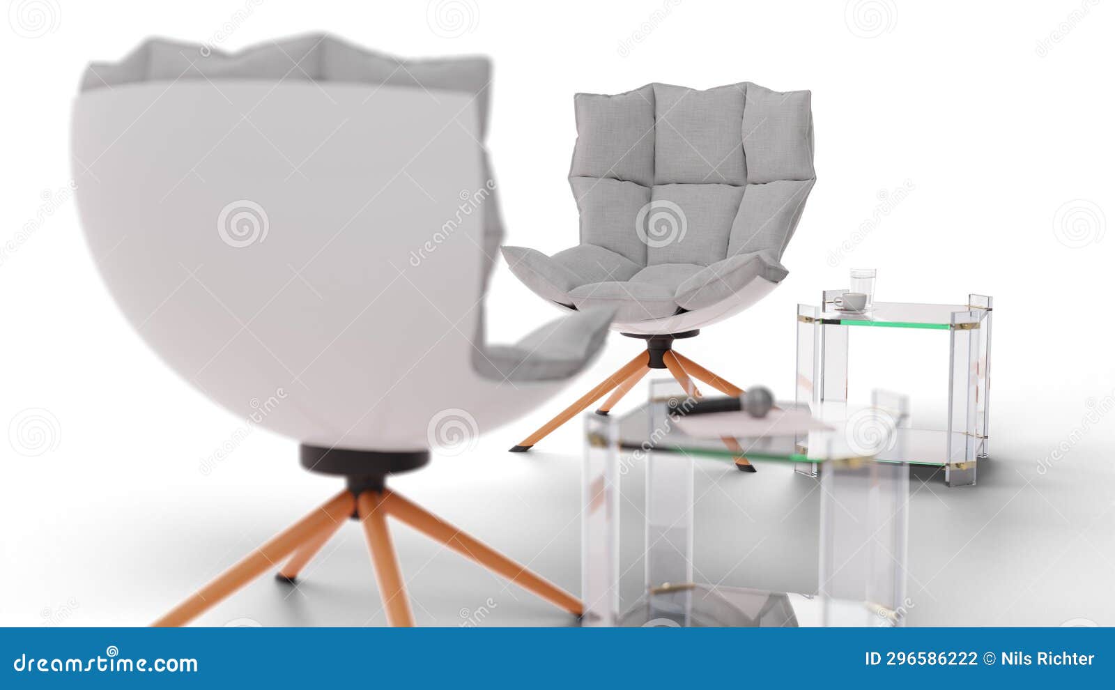 Nice Looking 3D Interview Chair Setting in Front of White Backdrop ...