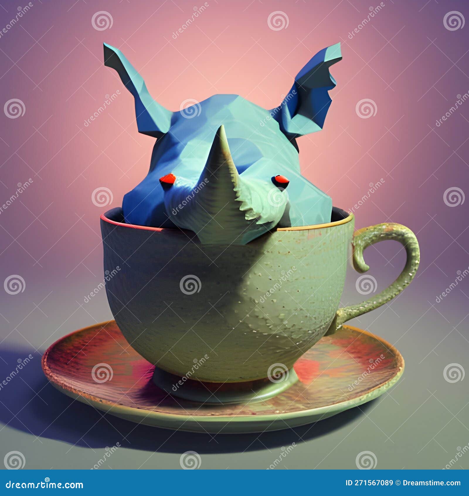 Rhino in a tea cup stock illustration. Illustration of tableware ...