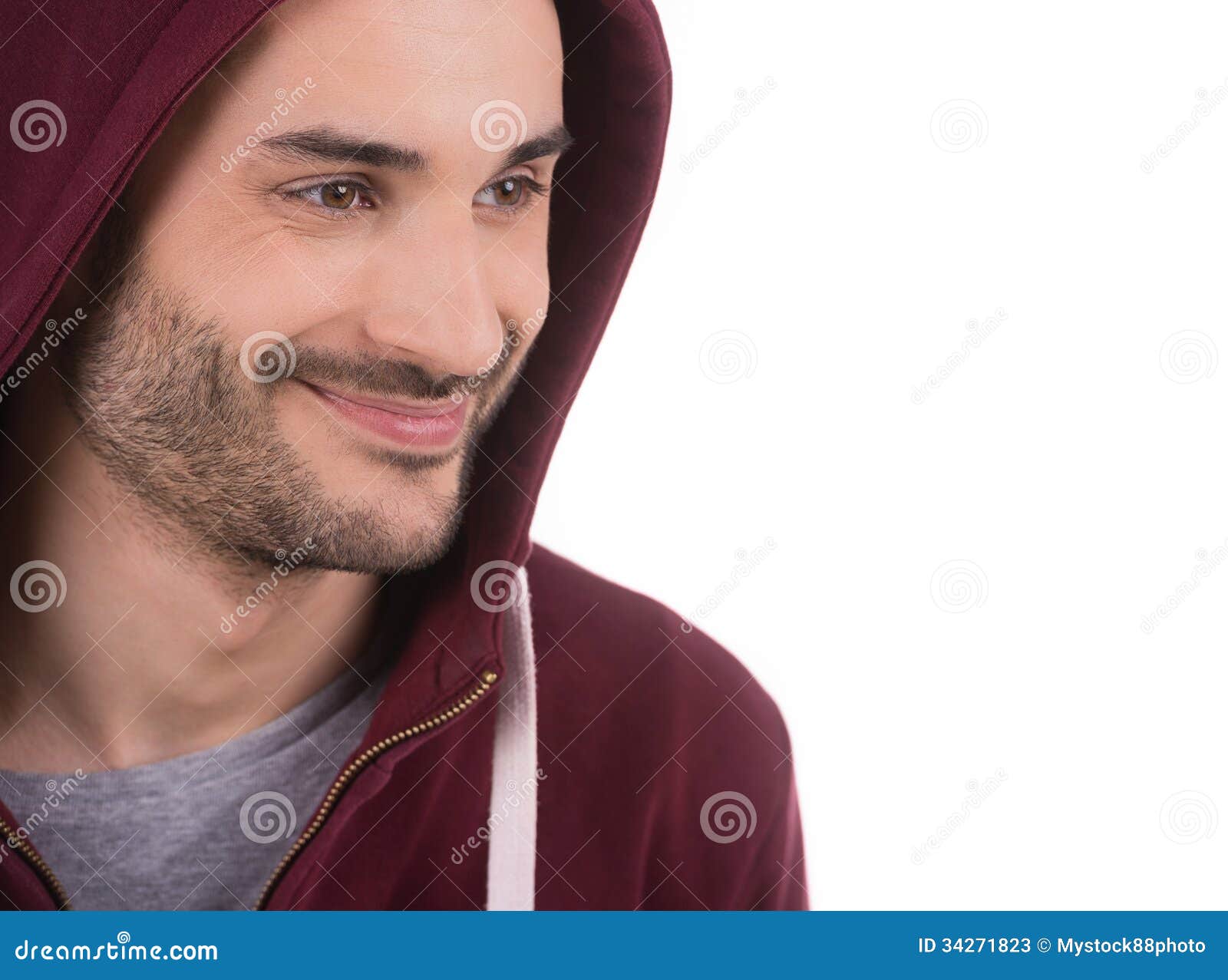 Nice Man in a Hood is Looking Towards. Stock Image - Image of casual ...