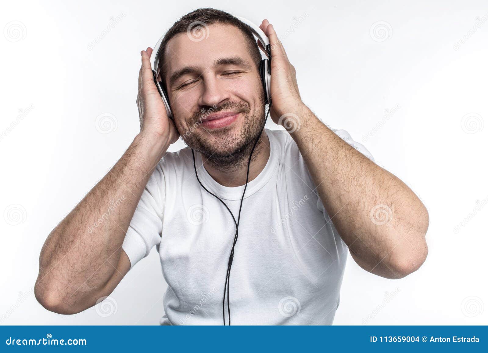 Nice Man Listening To Music And Enjoying The Moment He Likes To Listen