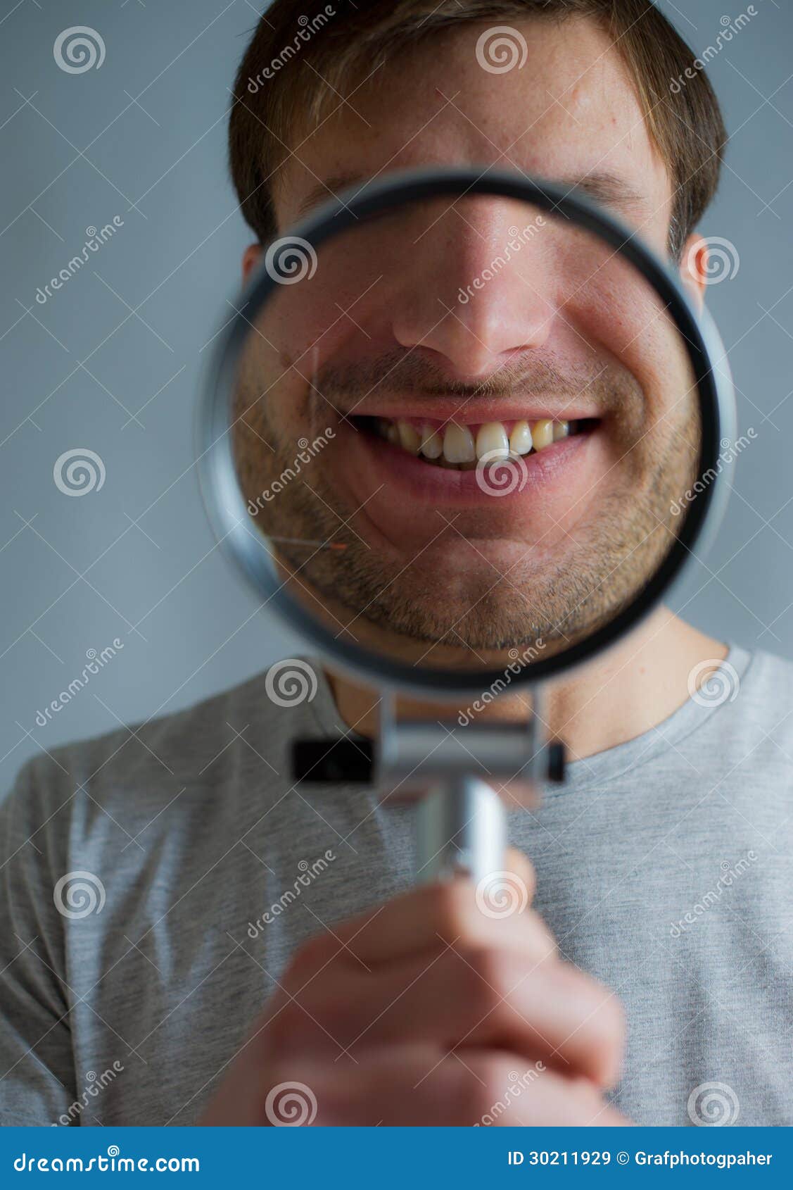 Guy with magnifying glass stock image. Image of lifestyle - 30211929