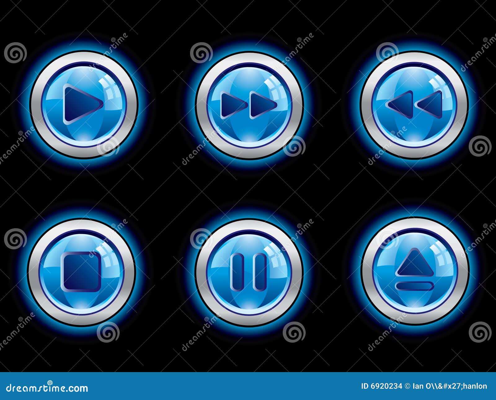 Nice media play button set stock vector. Illustration of entertainment ...