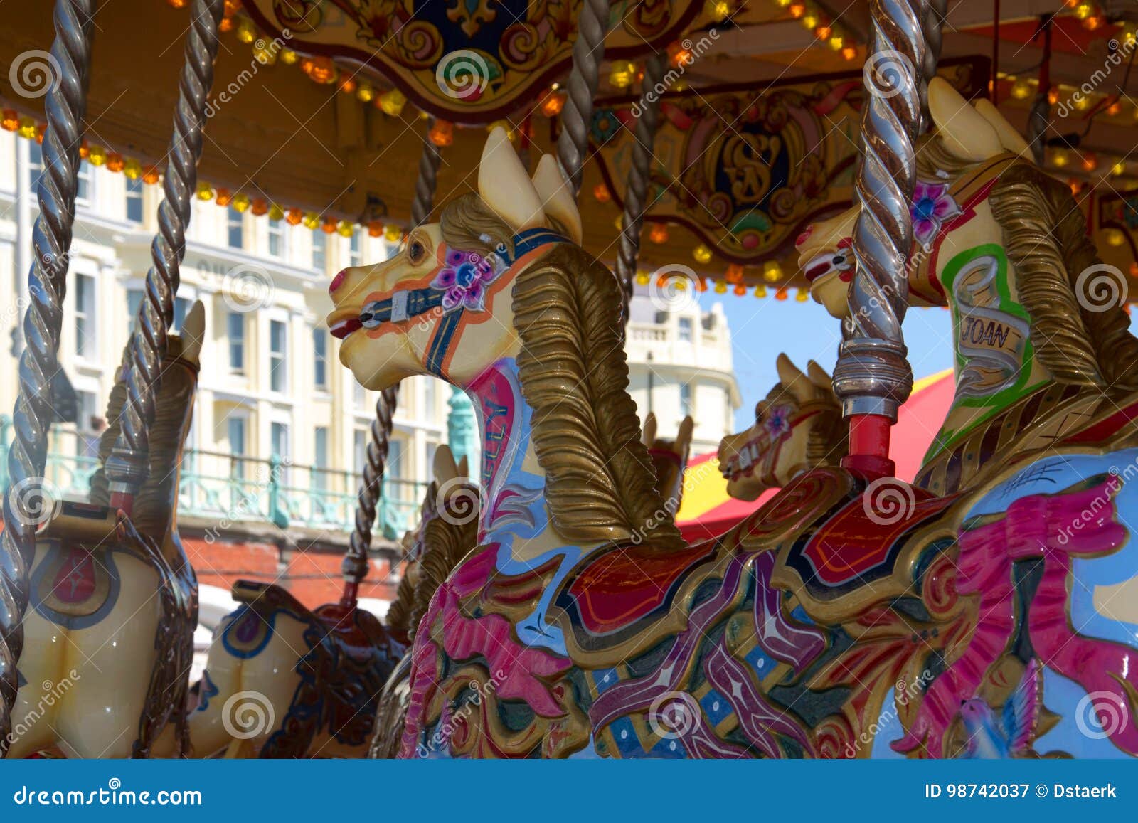 Merry-go-round stock image. Image of funfair, background - 98742037