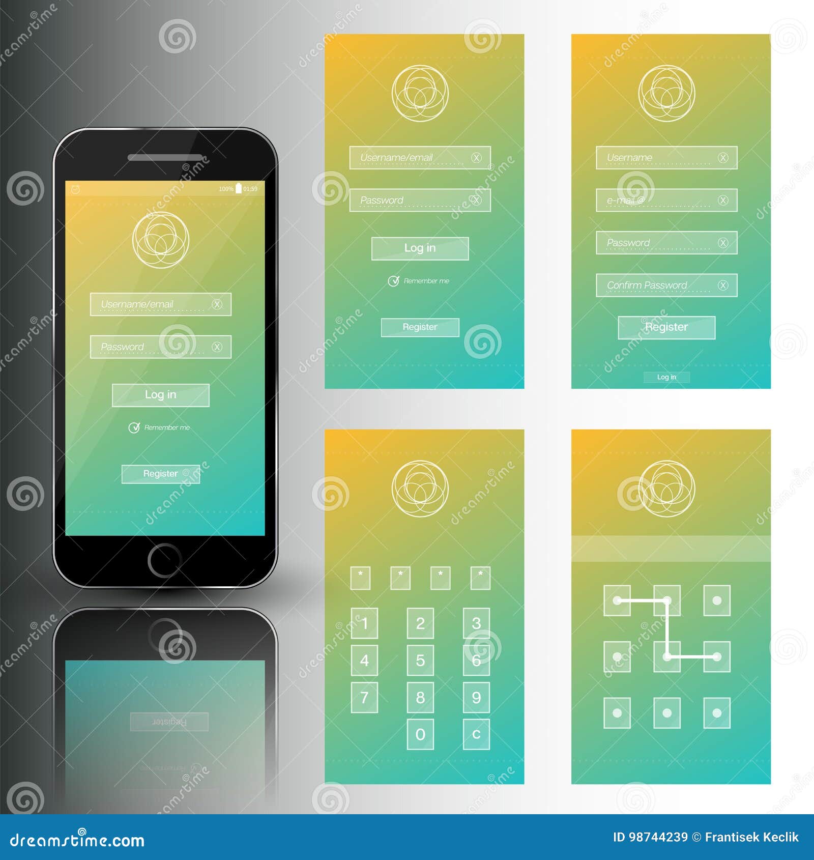 Nice Mobile Phone Set of Security Frames. Stock Vector - Illustration ...