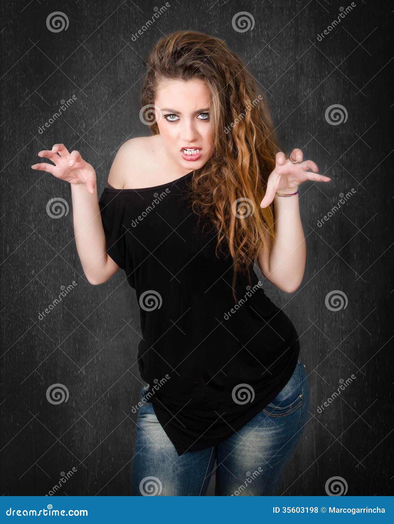 Nice model aggressive pose stock photo. Image of claw - 35603198