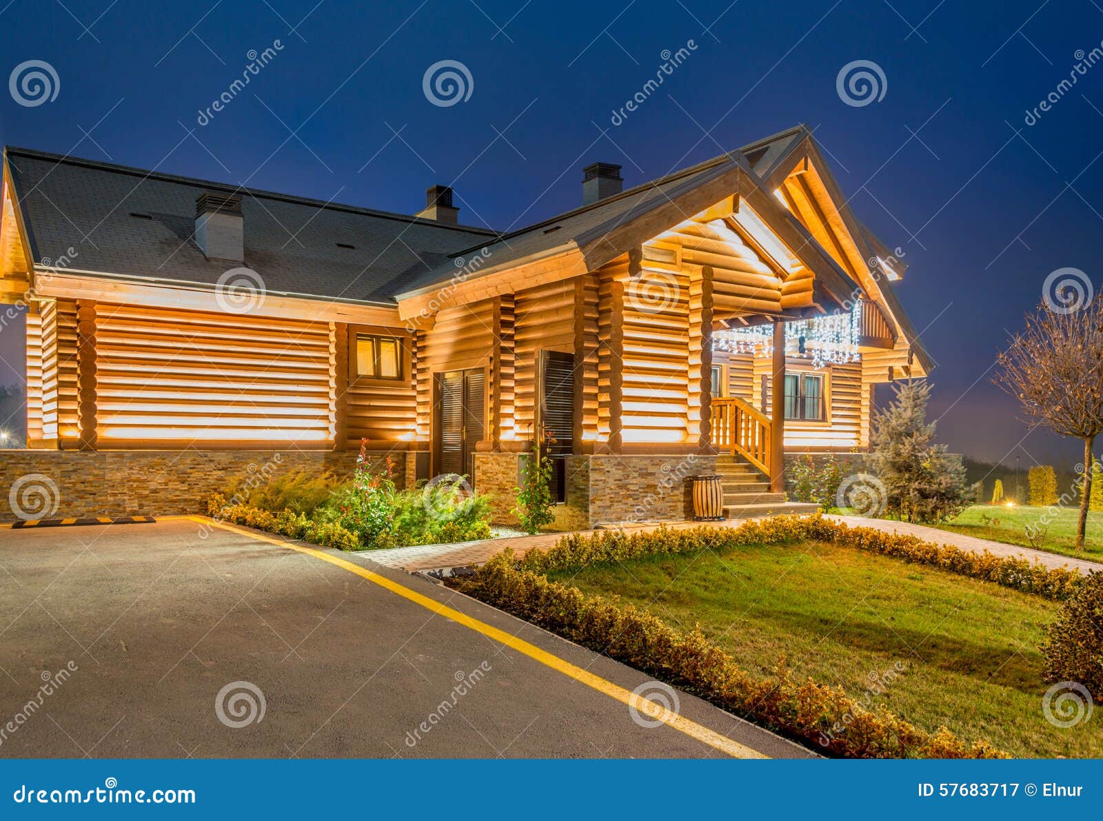 Nice Modern House during Evening Hours Stock Image - Image of country ...