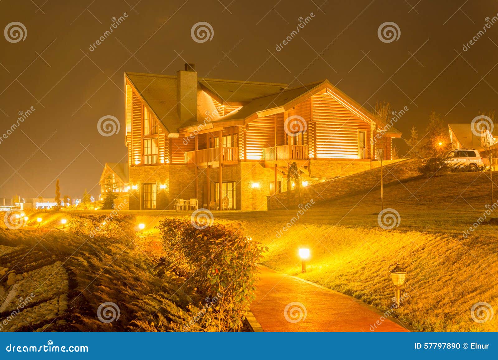 Nice Modern House during Evening Hours Stock Photo - Image of country ...