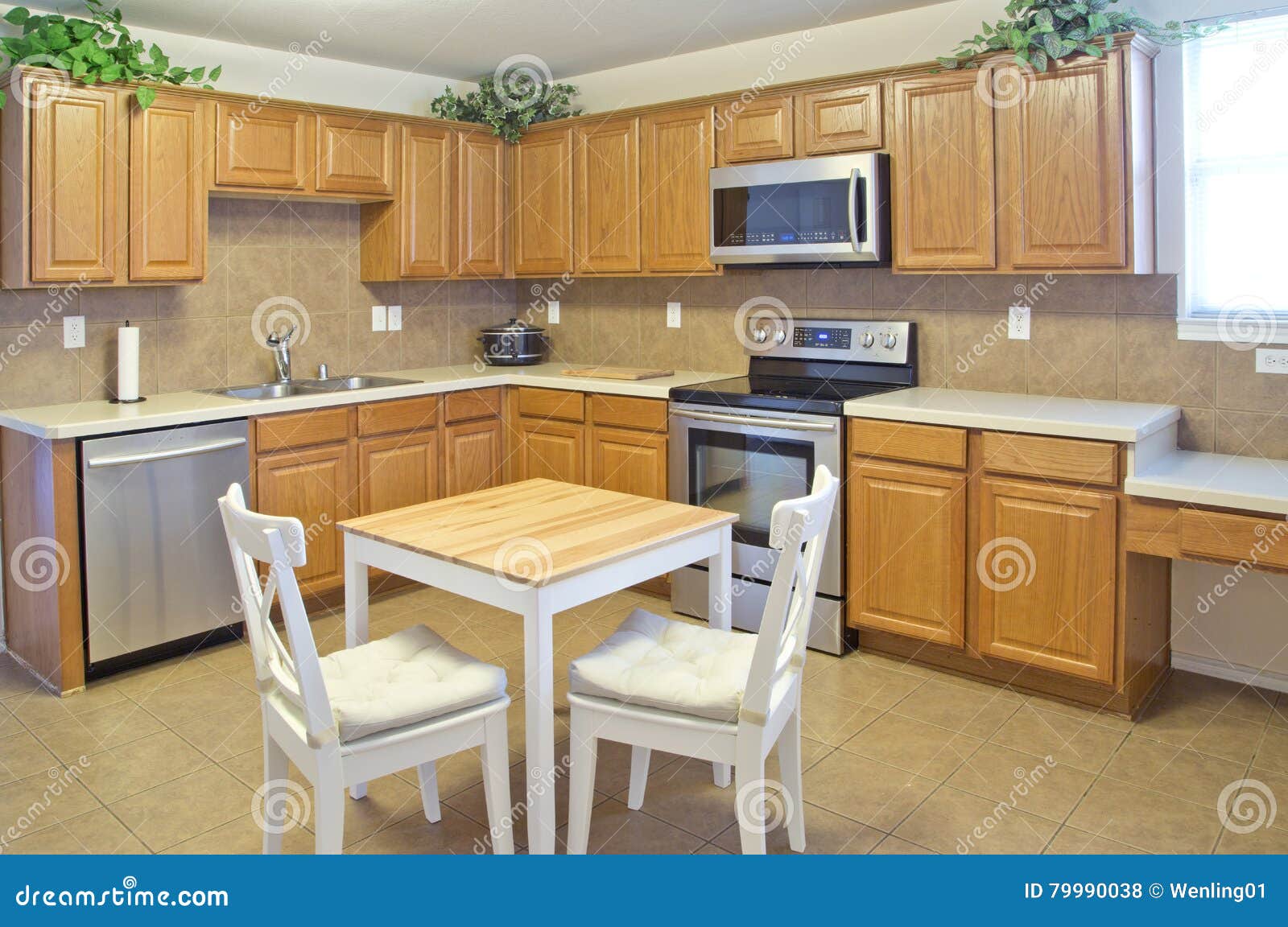 Nice modern kitchen stock photo. Image of lighted, nice - 79990038