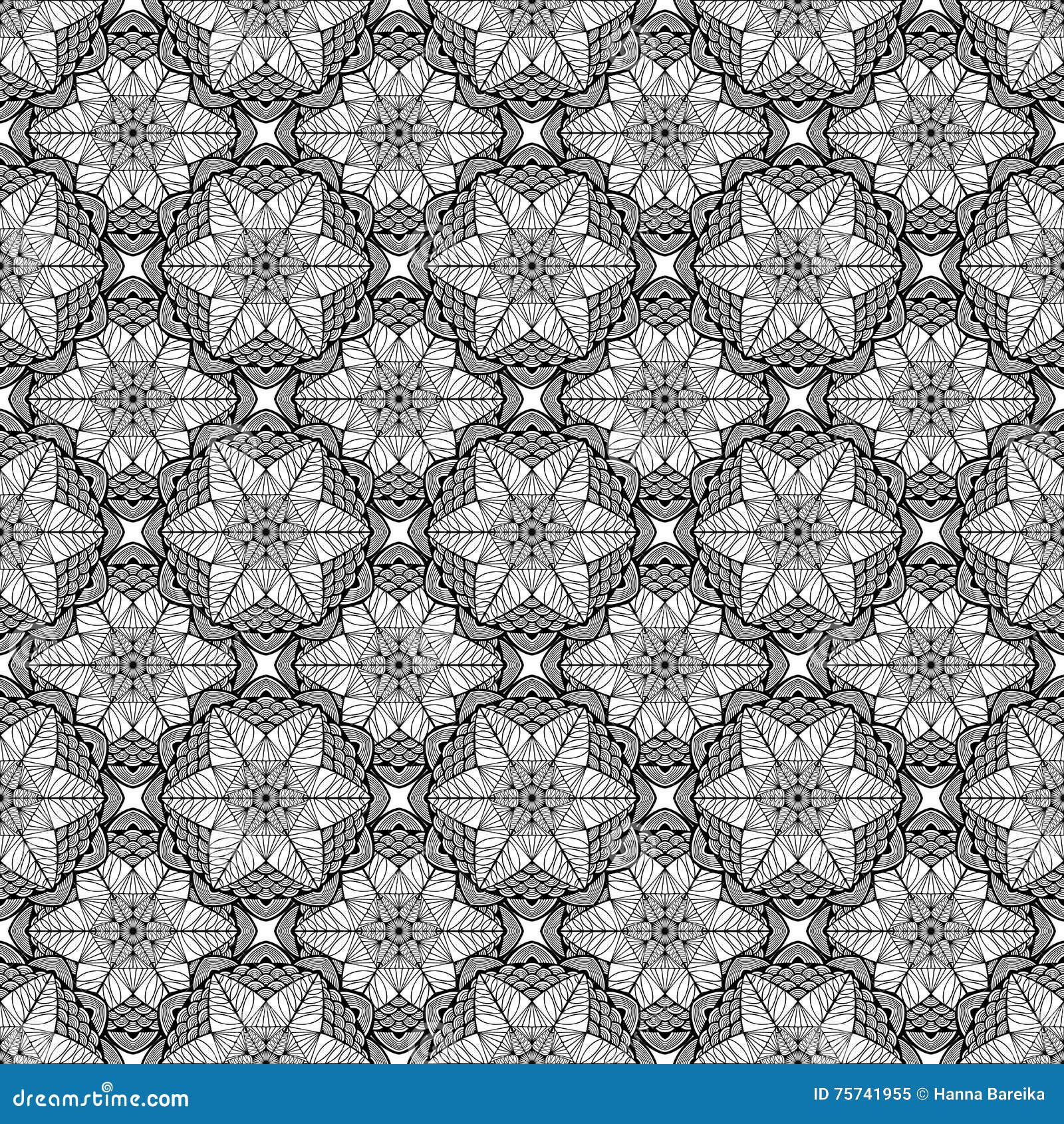 Nice Monochrome Mandala. Vector Seamless Pattern. Stock Vector ...