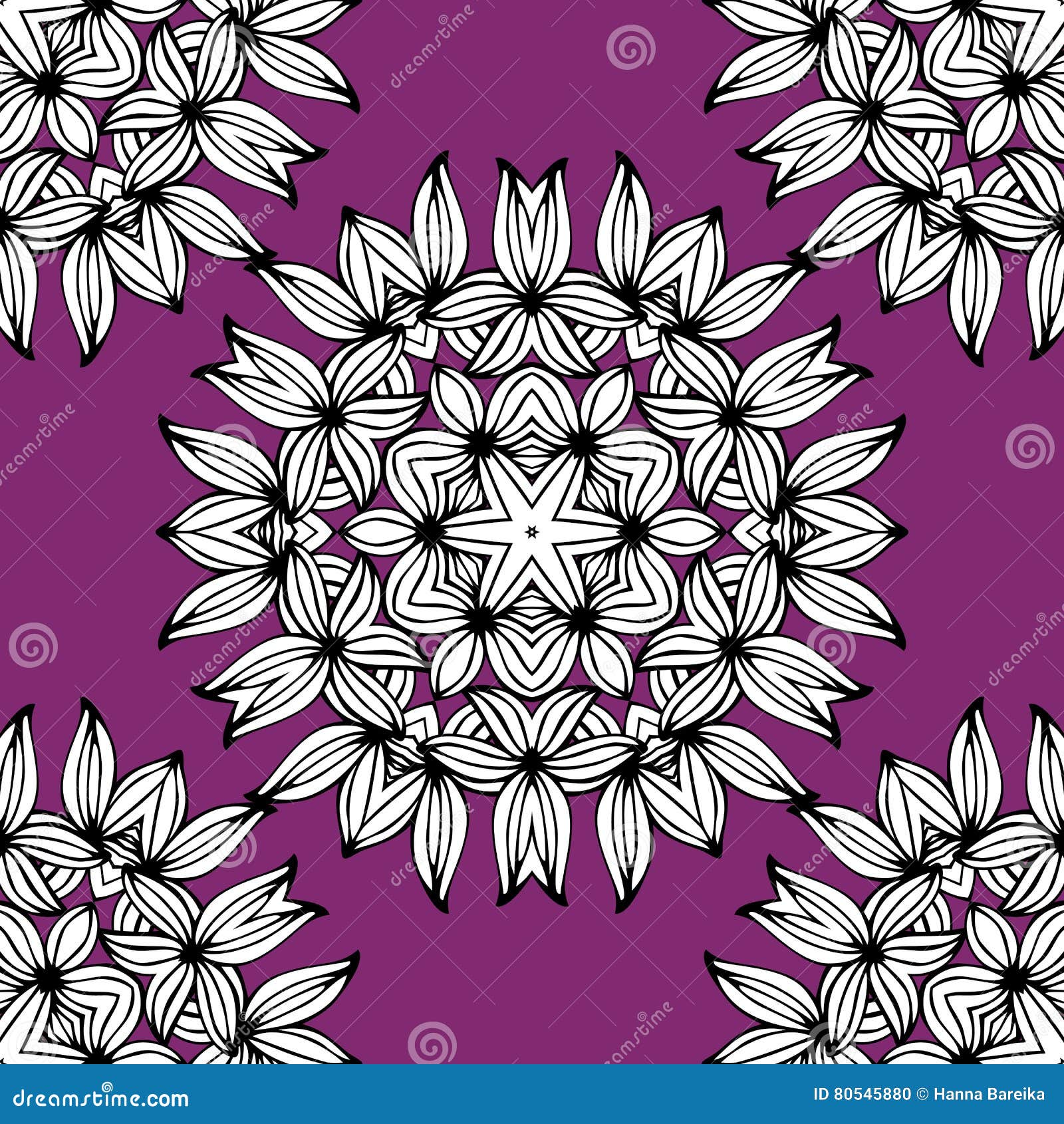 Nice Monochrome Vector Mandala. Seamless Pattern. Stock Vector ...