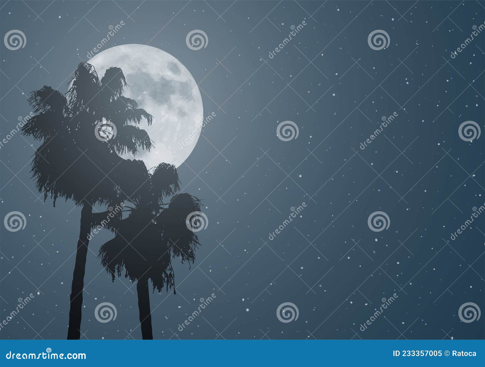 Nice moon and palms stock vector. Illustration of summer - 233357005