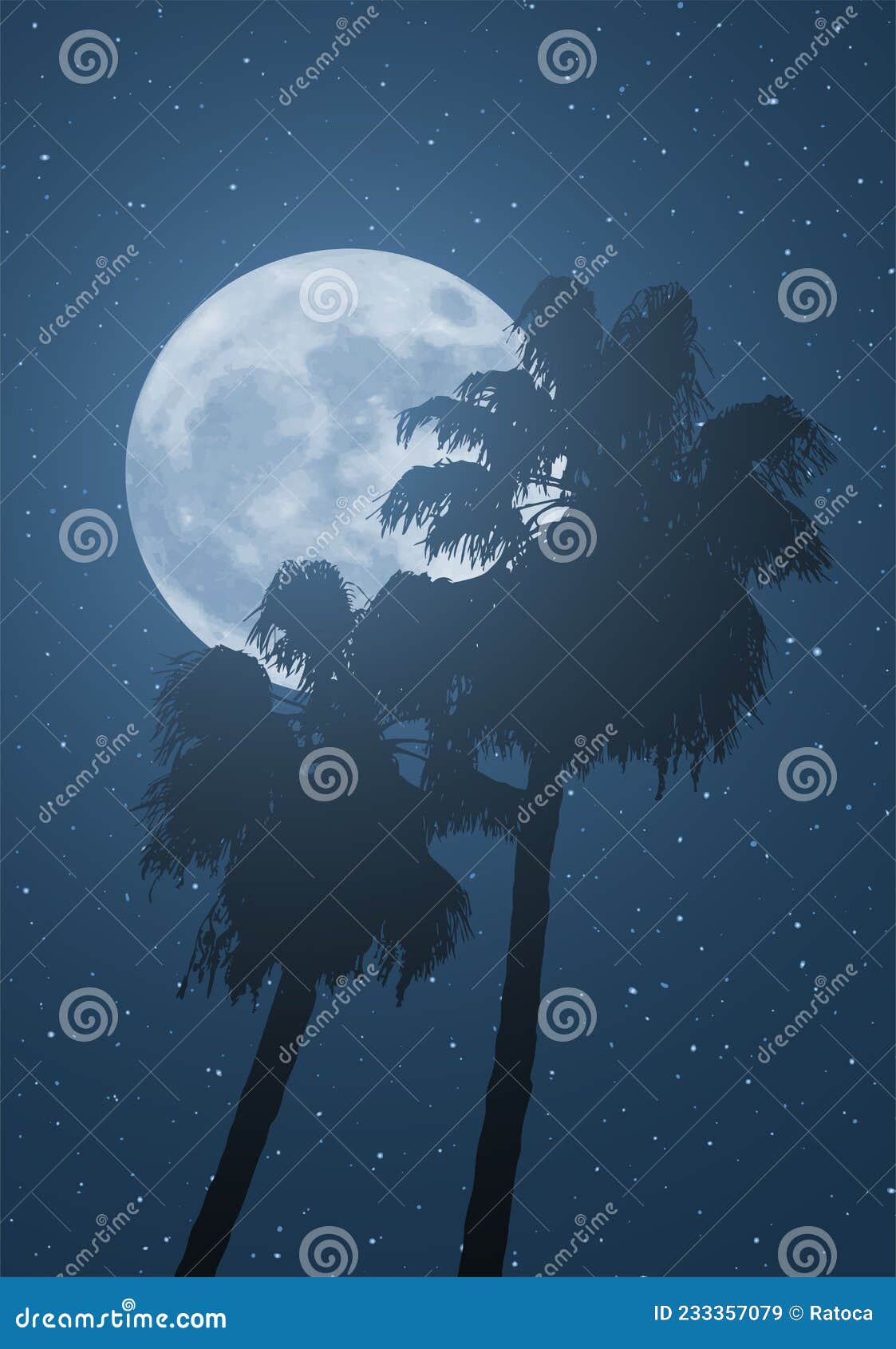 Nice moon and palms stock vector. Illustration of moon - 233357079