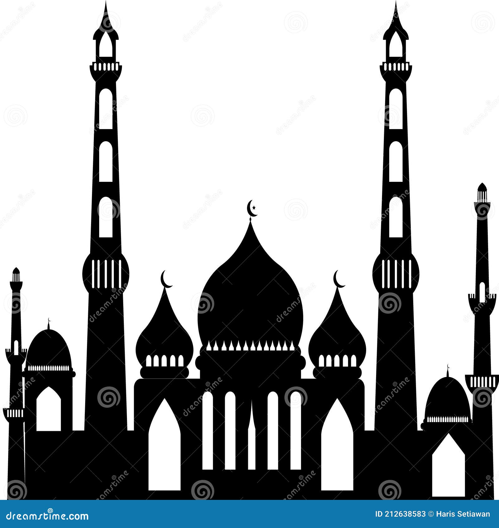 Vector Illustration of a Black Mosque Stock Vector - Illustration of ...