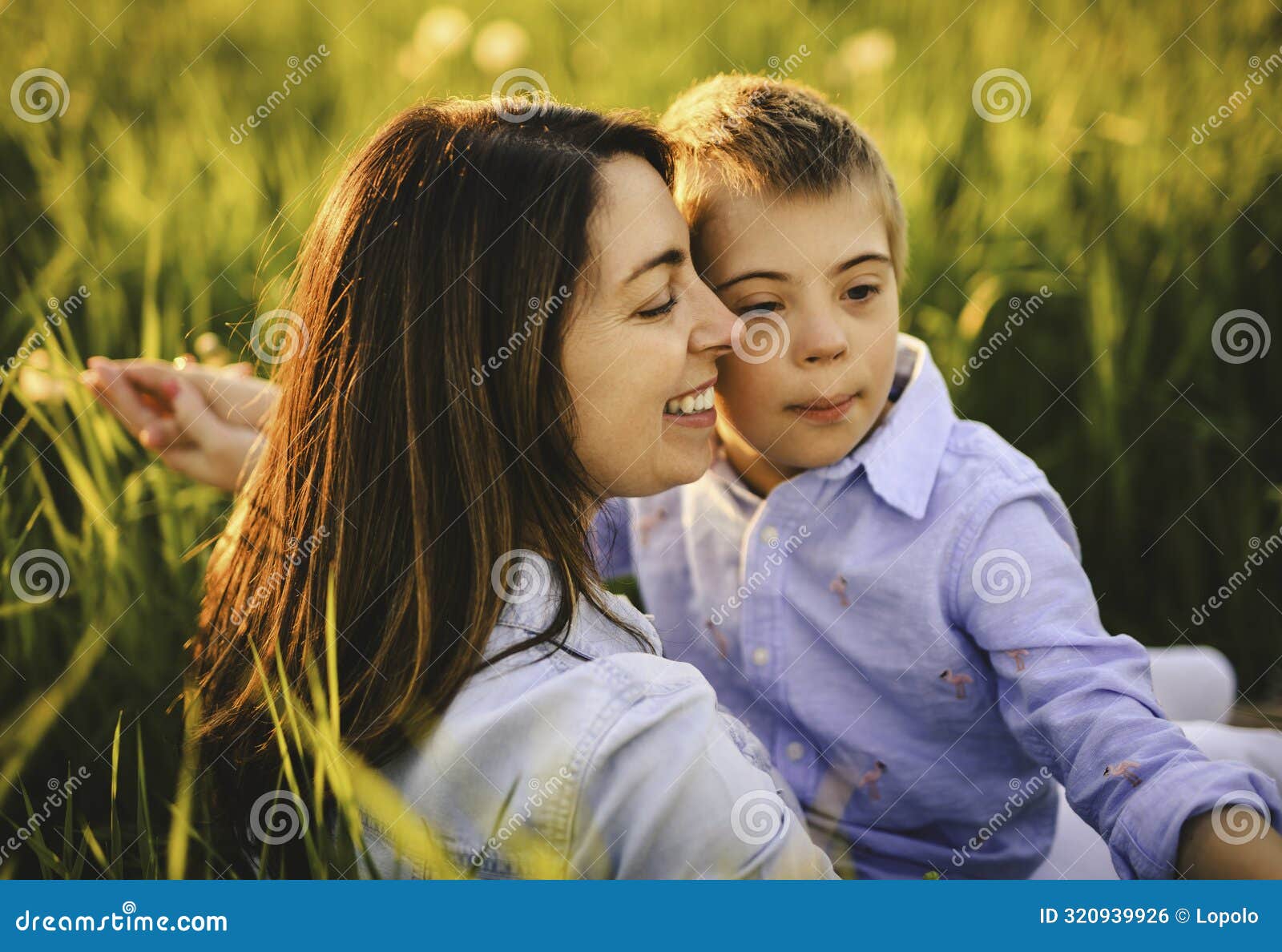 Nice Mother and Child Playing on Great Field at Sunset Stock Photo ...